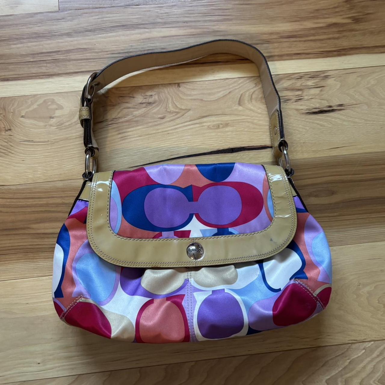 Vintage colorful rainbow coach shoulder bag... | Depop