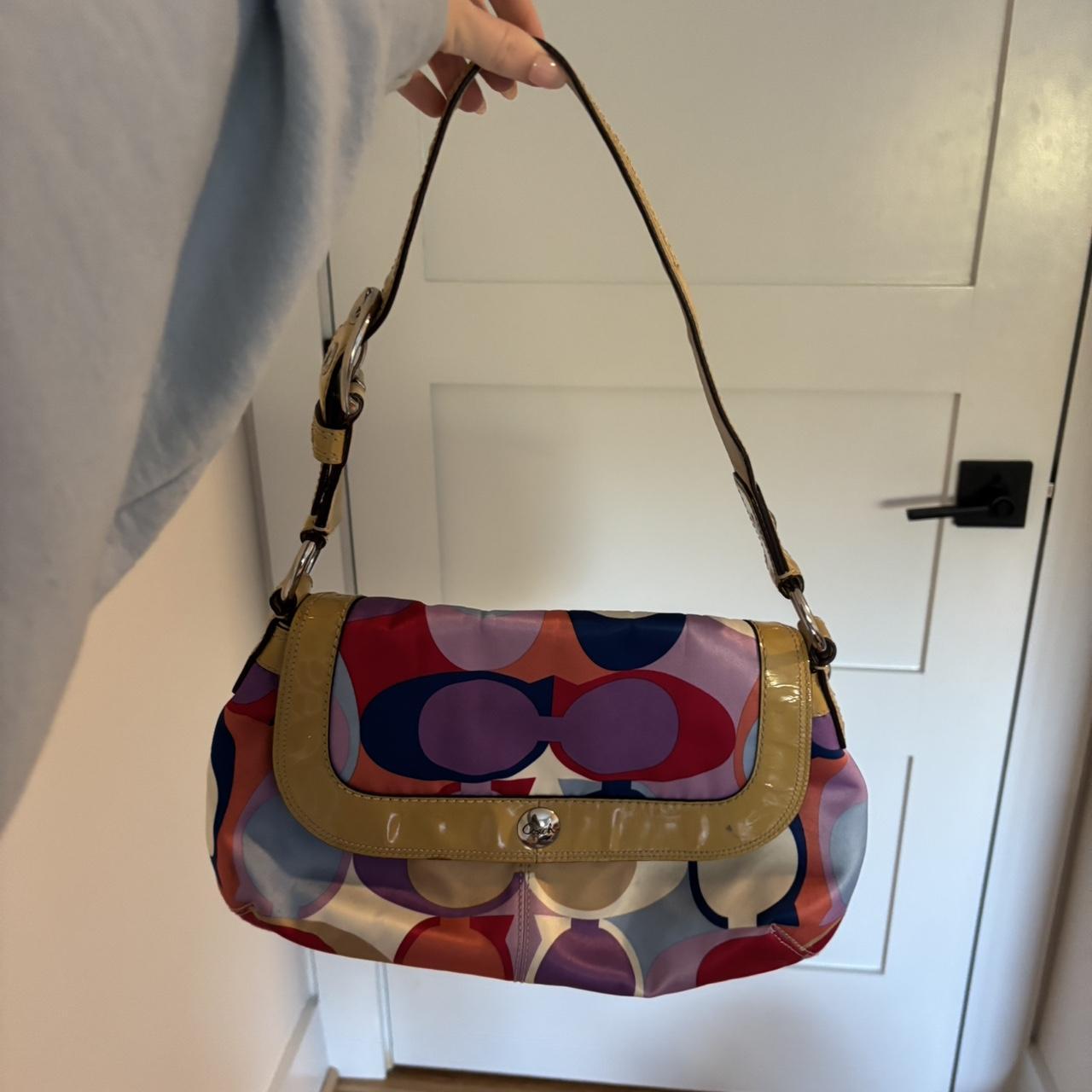 Vintage colorful rainbow coach shoulder bag... | Depop