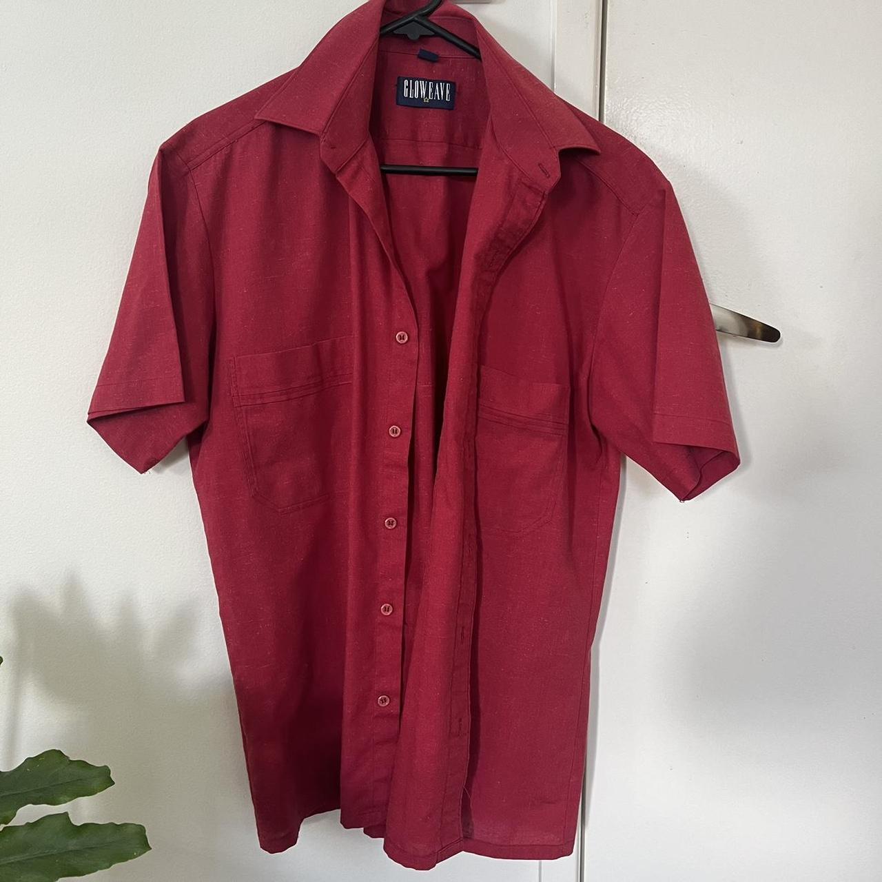 Red short sleeve button down #buttondown #preppy... - Depop