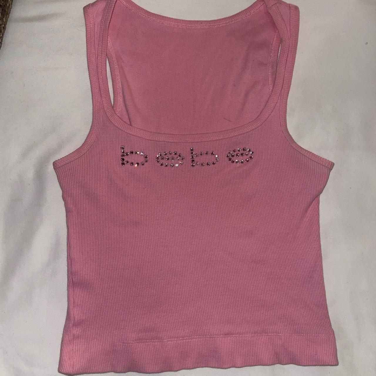 pink bedazzled bebe small tank top - Depop