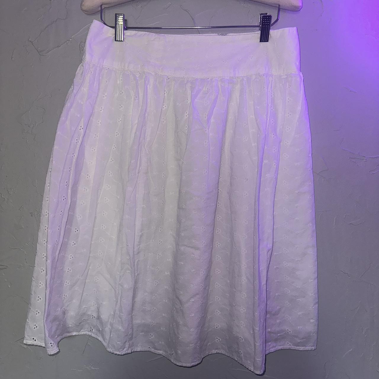 Merona white cotton low rise midi eyelet skirt... - Depop