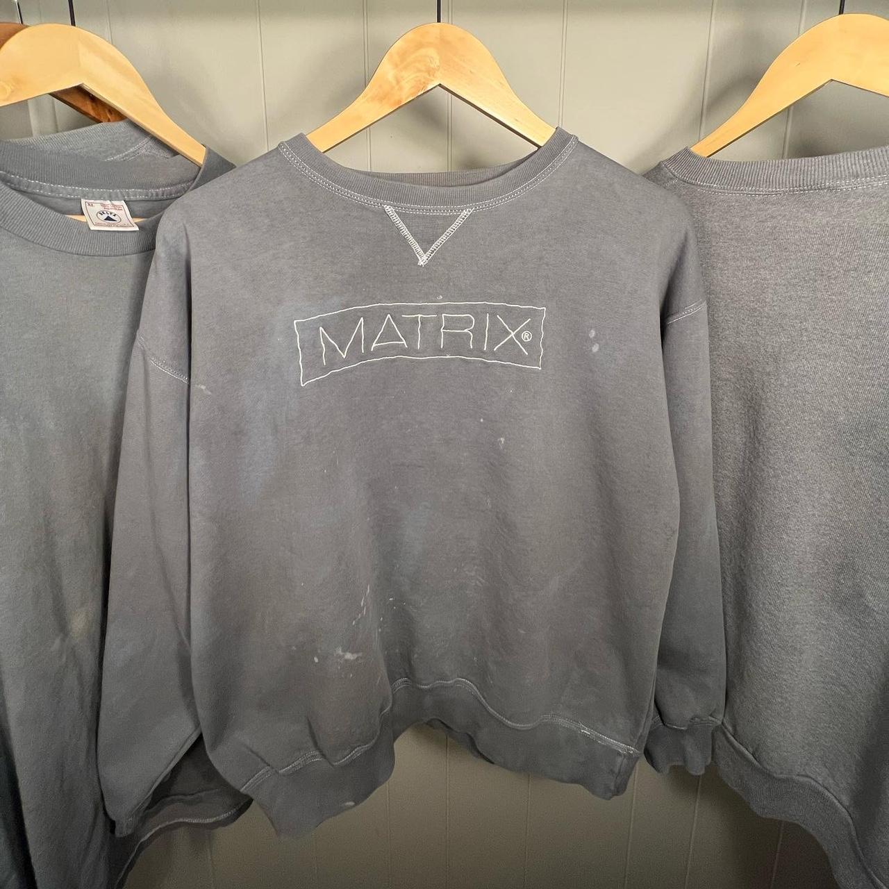 Vintage 1990s Matrix Overdyed Charcoal Crewneck... - Depop
