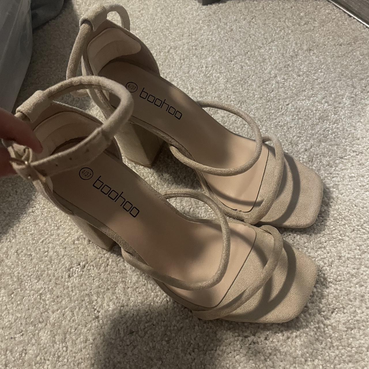 cream color boohoo heals size 7 **they run larger... - Depop