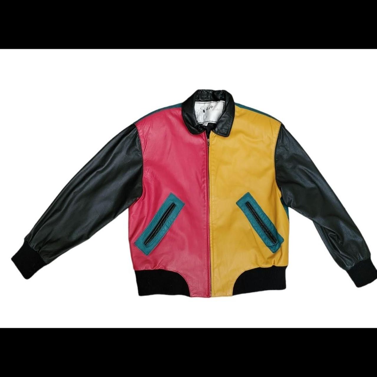 Vintage 80s colorblock LA Studio genuine 100%... - Depop