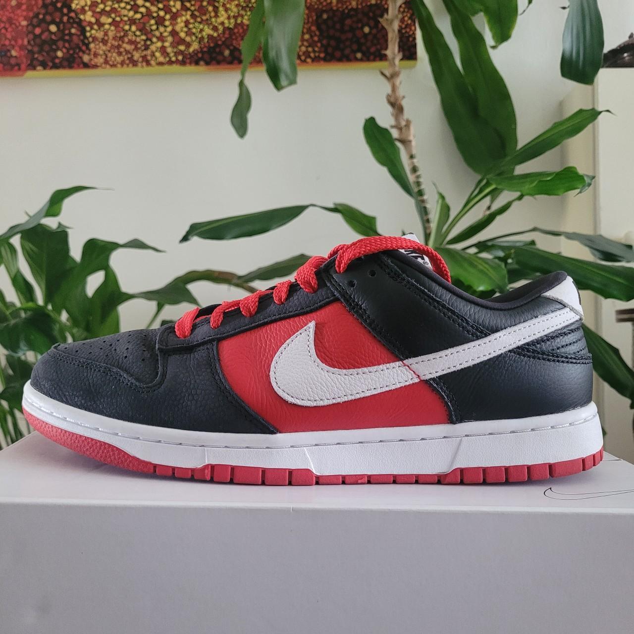Nike Dunk Red, black & white custom Dunks -... - Depop
