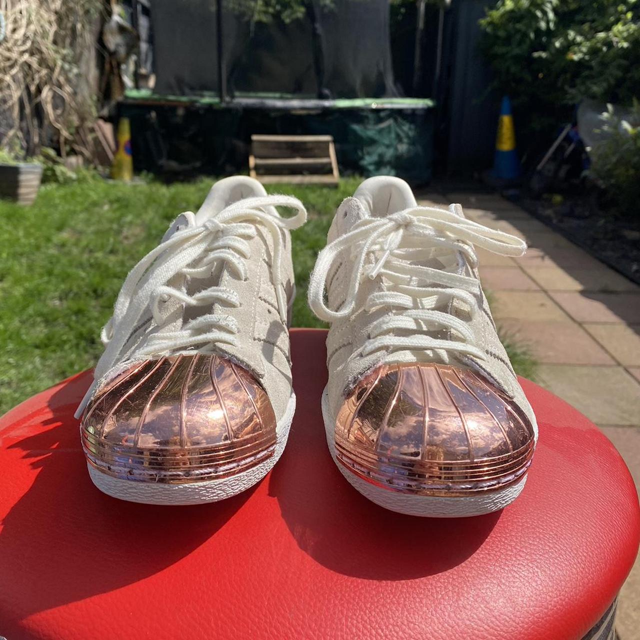 Adidas superstar 80s rose gold metal toe off, worn 3... - Depop