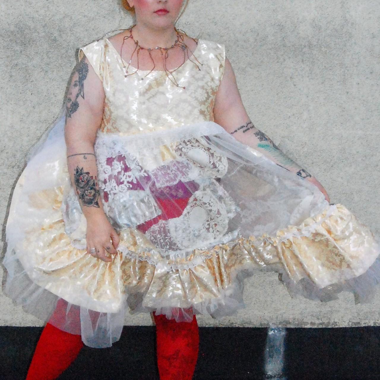 Lace White And Pink Vamp Maxi Dress L/XL. Hand made... - Depop