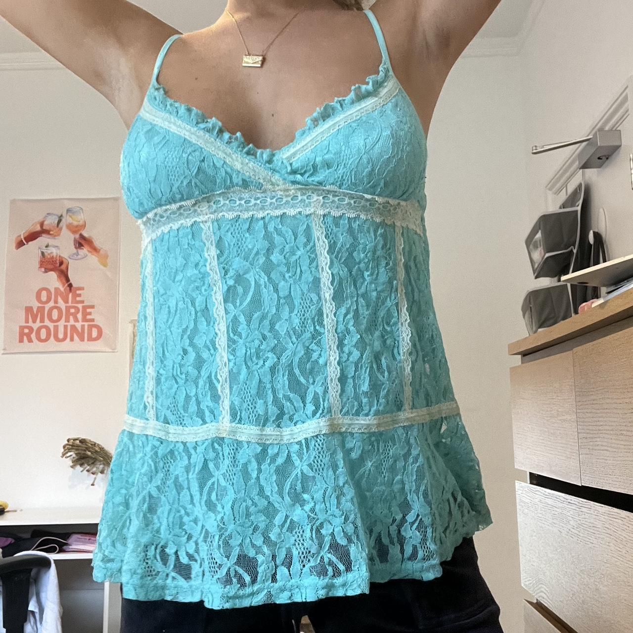 aquamarine 2000s y2k cami super cute 00s cami top,... - Depop