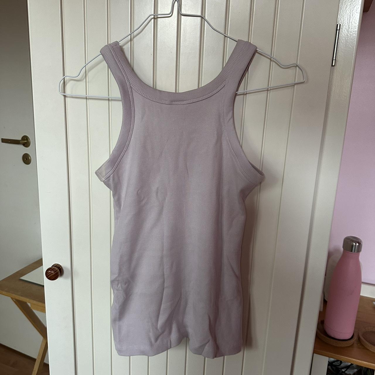 H&M RACERBACK LILAC RIBBED TANK TOP, XS - Depop