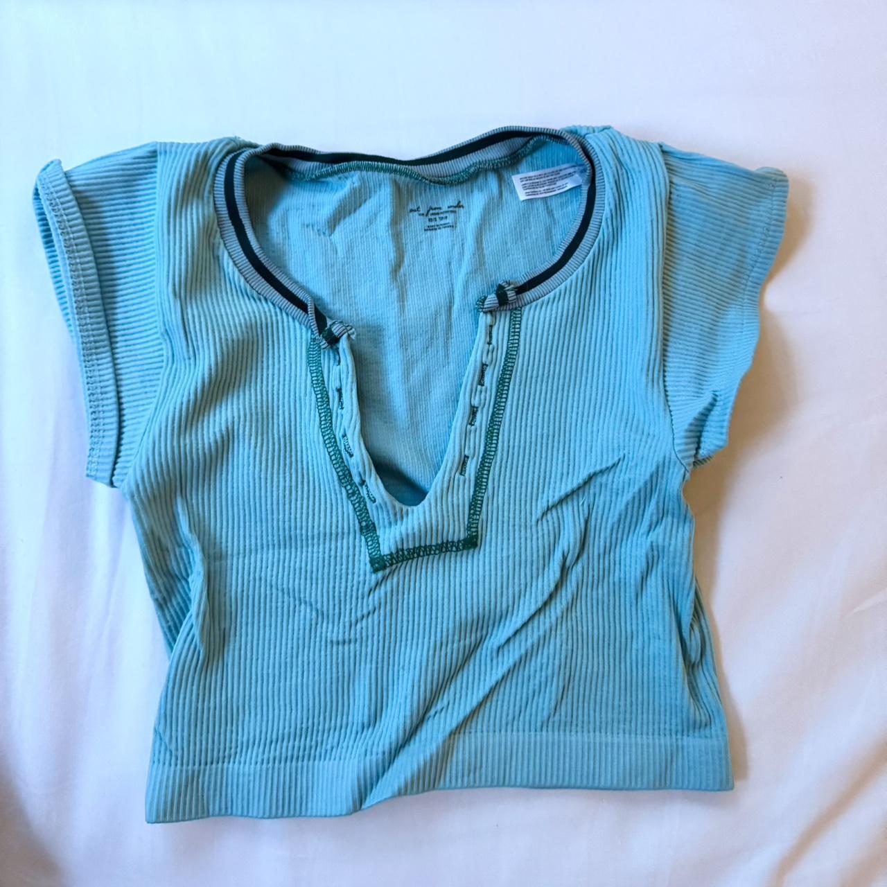 Teal out from under ribbed tank top #y2kfashion | Depop