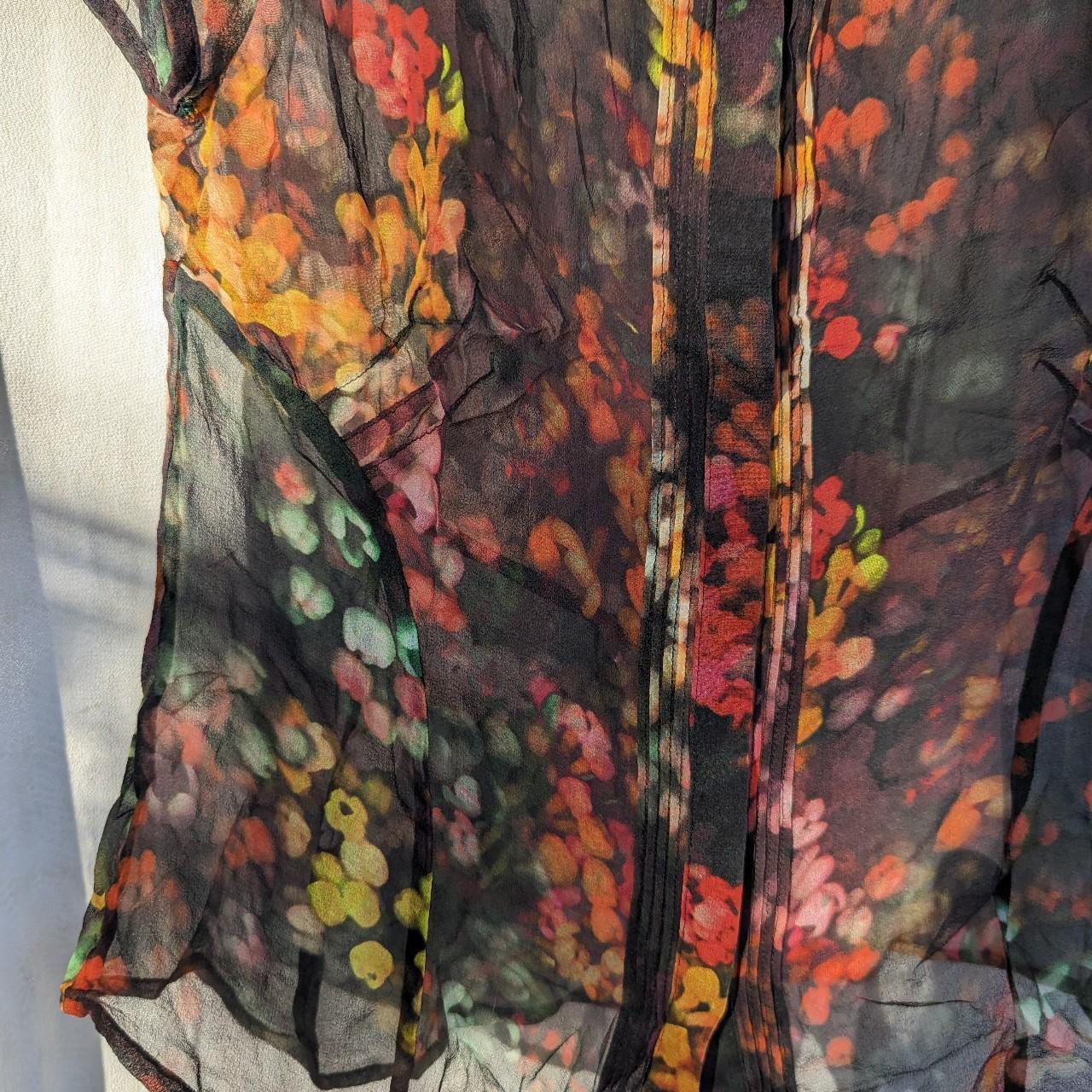 Authentic Karen Mullen sheer silk puff sleeve top... - Depop