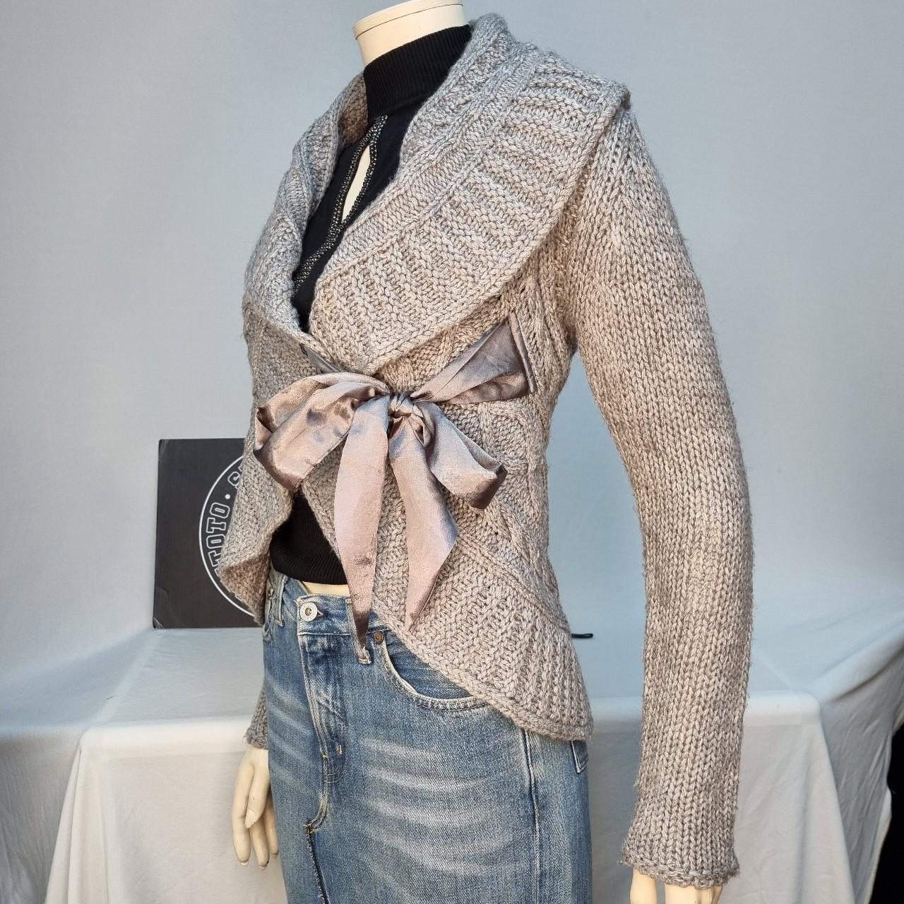 Vintage knitted waterfall cardigan asymmetric... | Depop