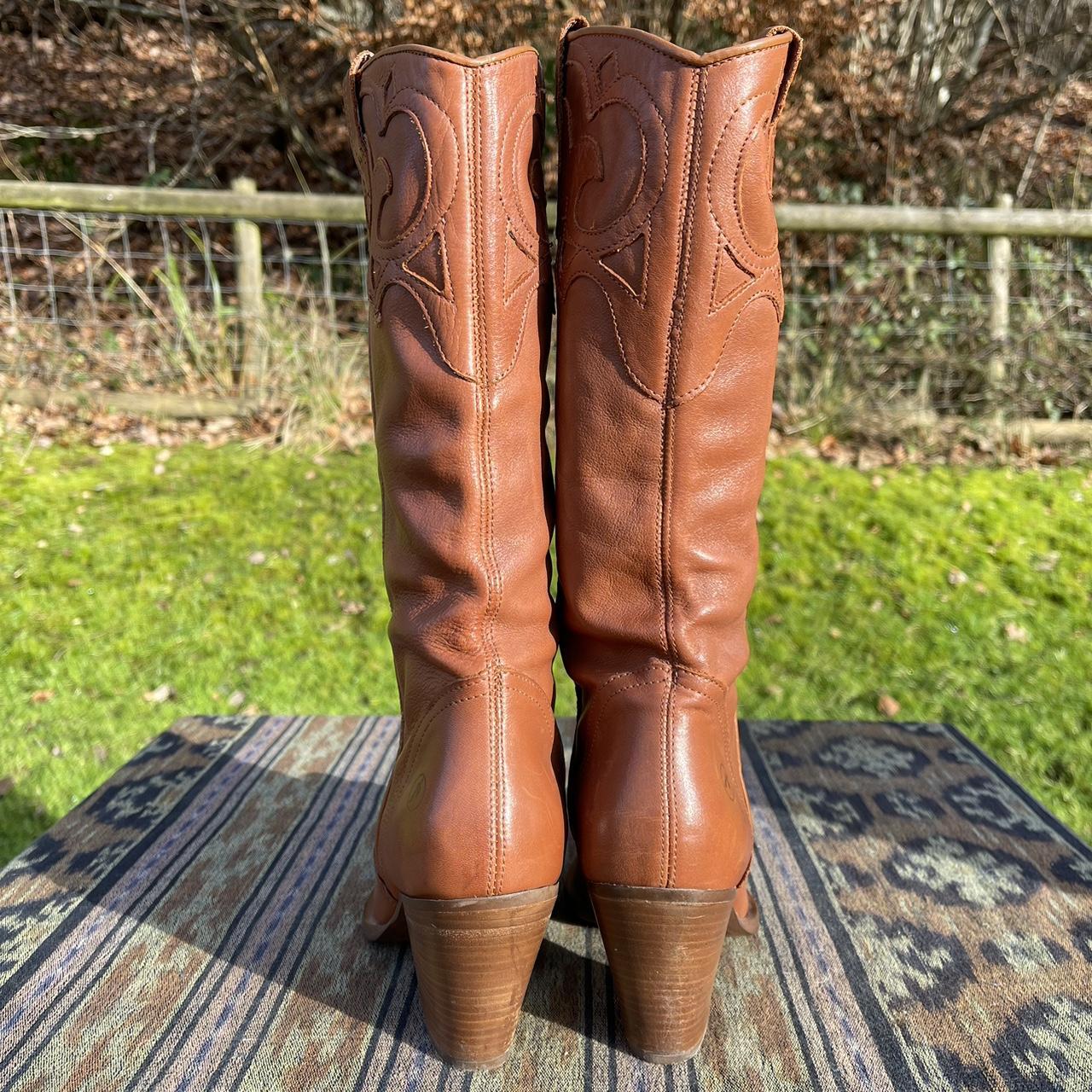 Bronx Soft Dark Tan Leather Women’s Cowboy Boots... - Depop