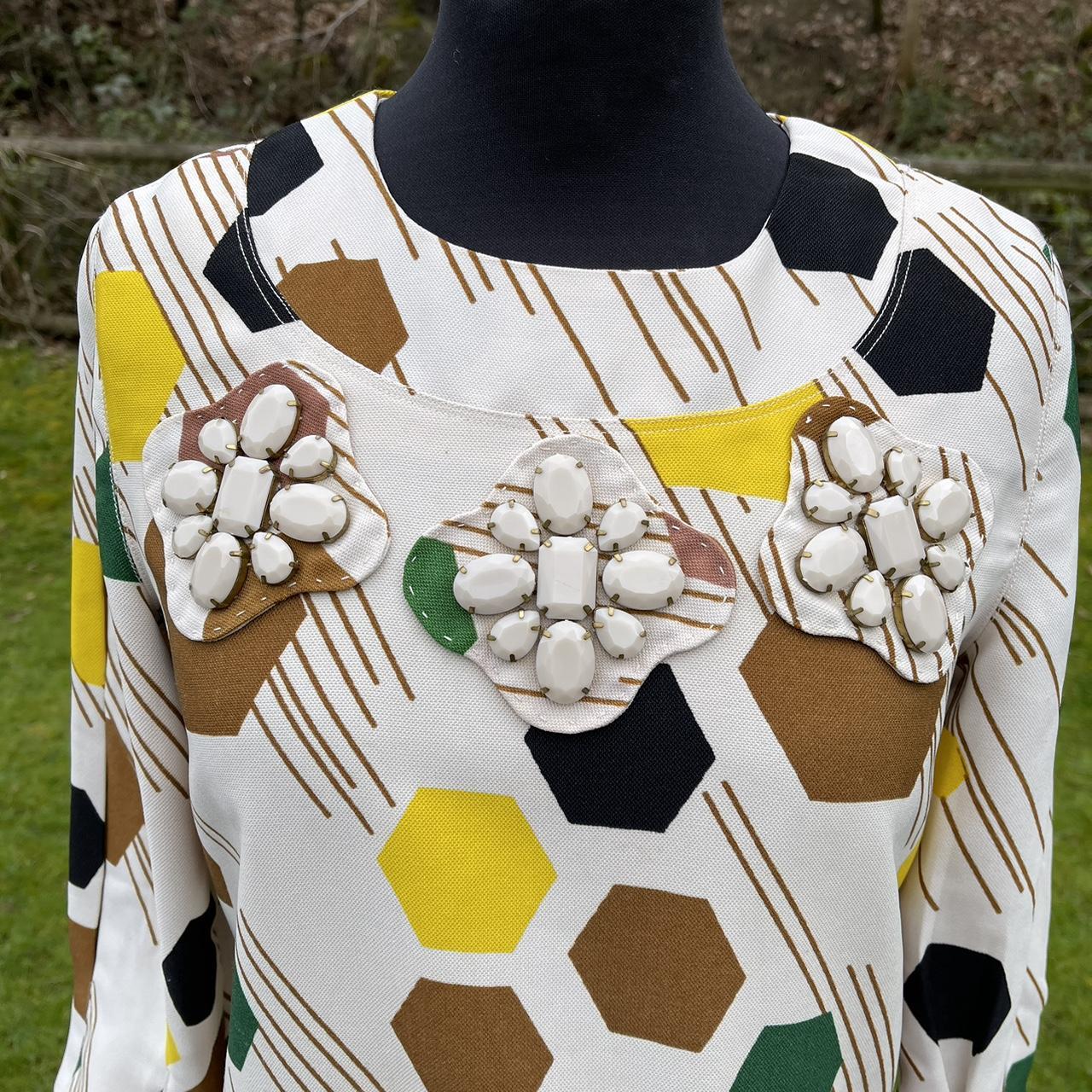 Anthropologie Karta 60s Style Goemetric Print Shift... - Depop