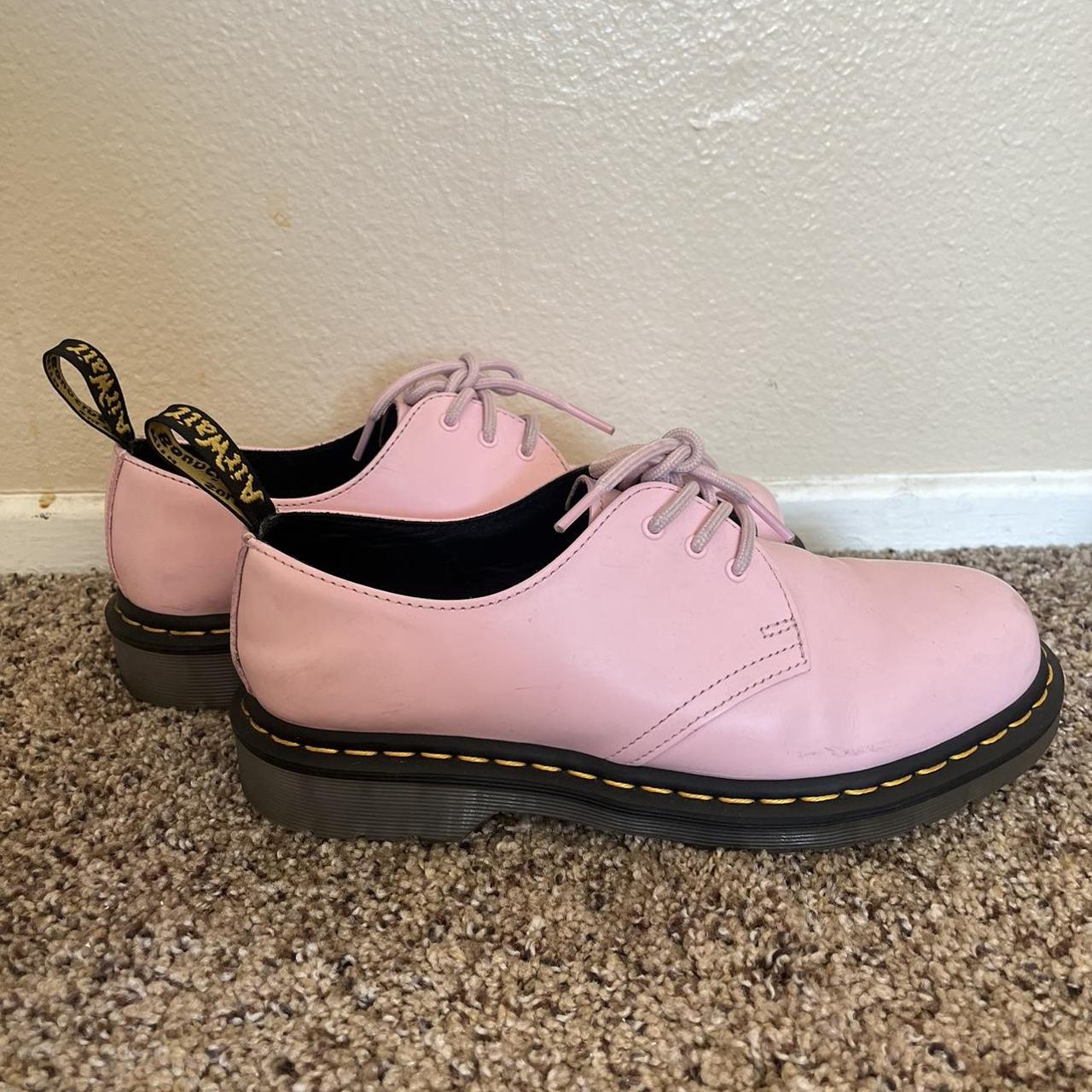 Cute pink doc martens size womens 8 love them so... - Depop