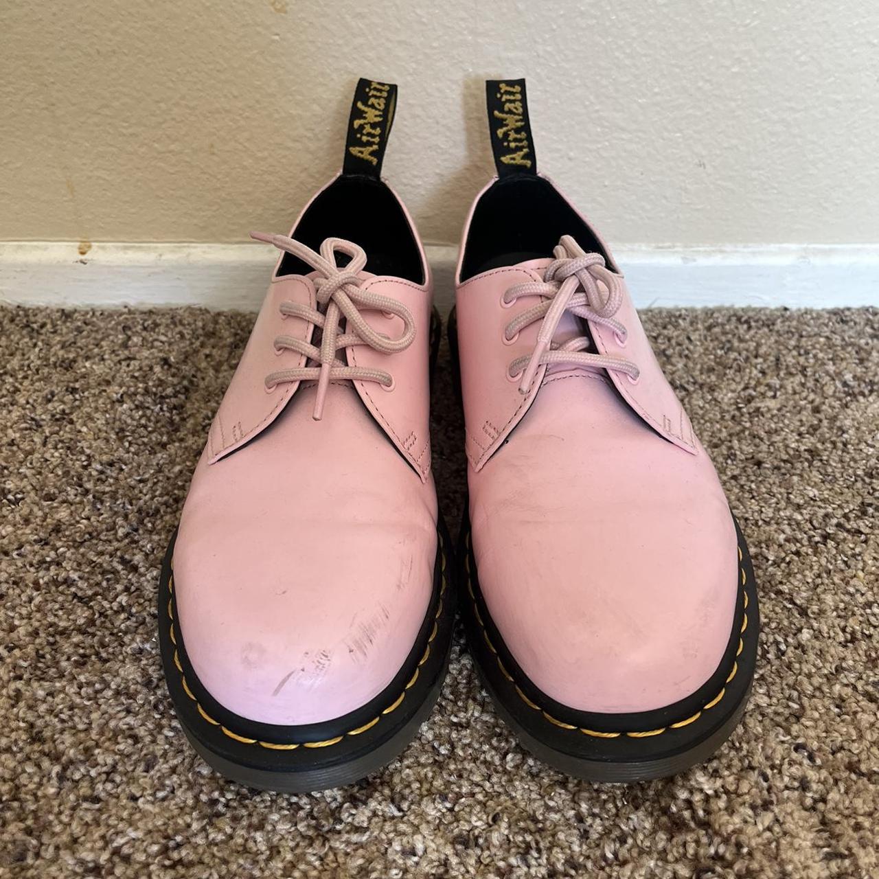 Cute pink doc martens size womens 8 love them so... - Depop