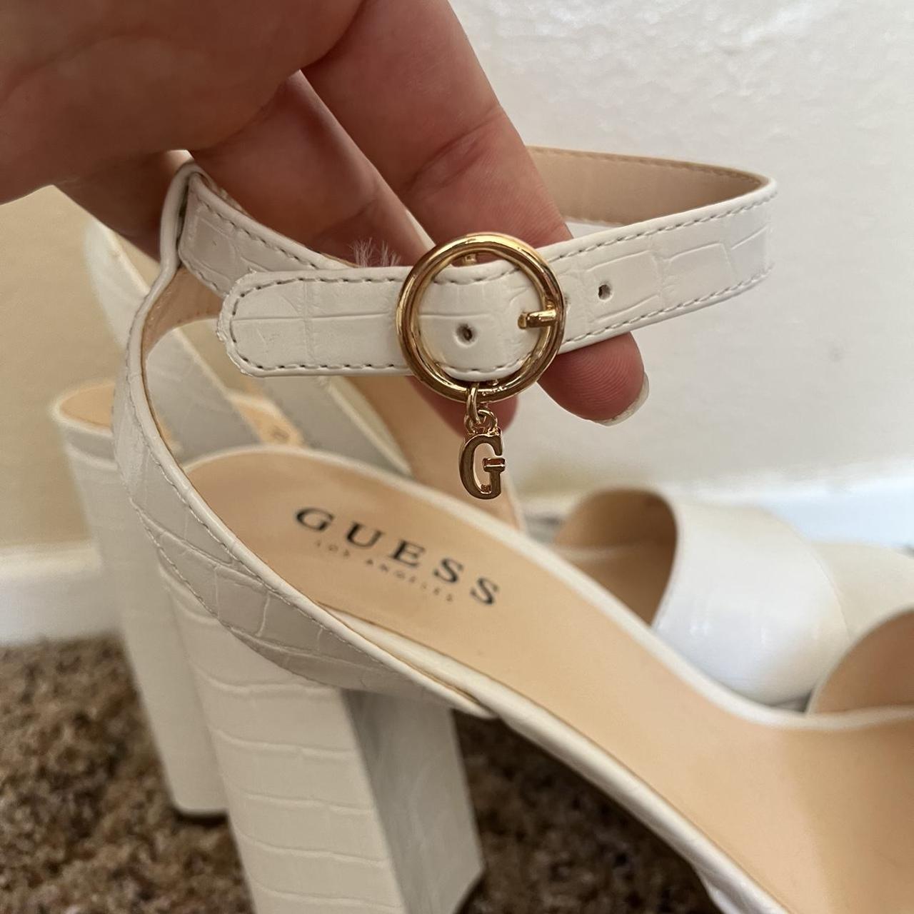 White Guess platform heels size 9.5 true to size... - Depop