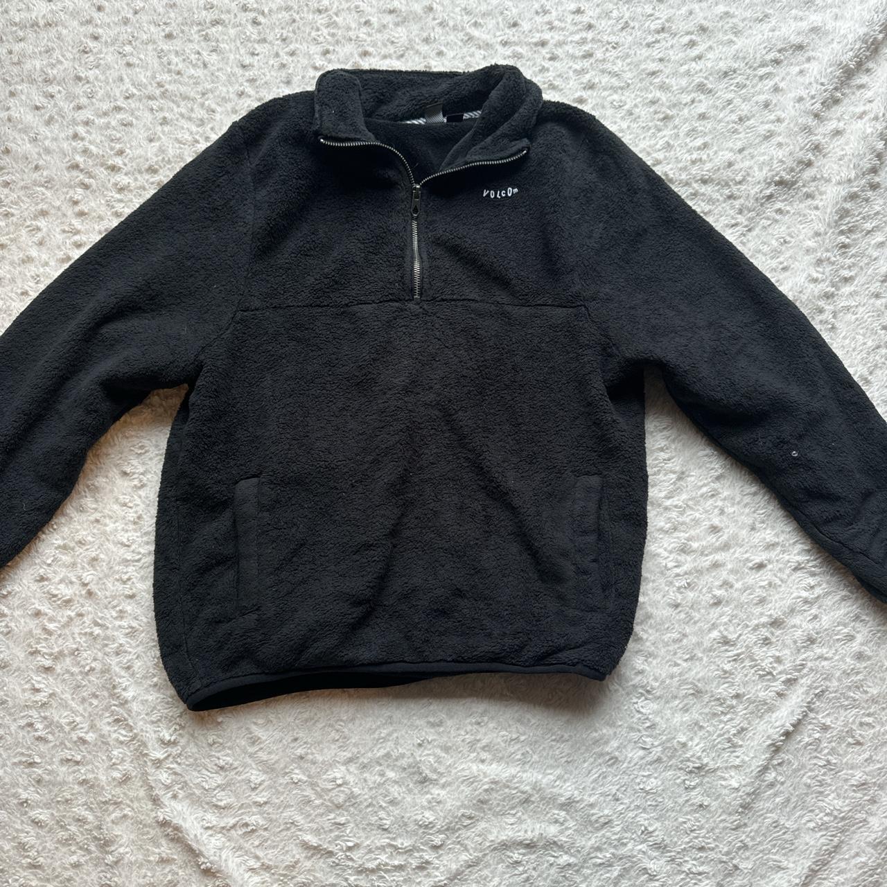 Volcom Fuzzy Quarter Zip Black Sweatshirt. Size S. - Depop