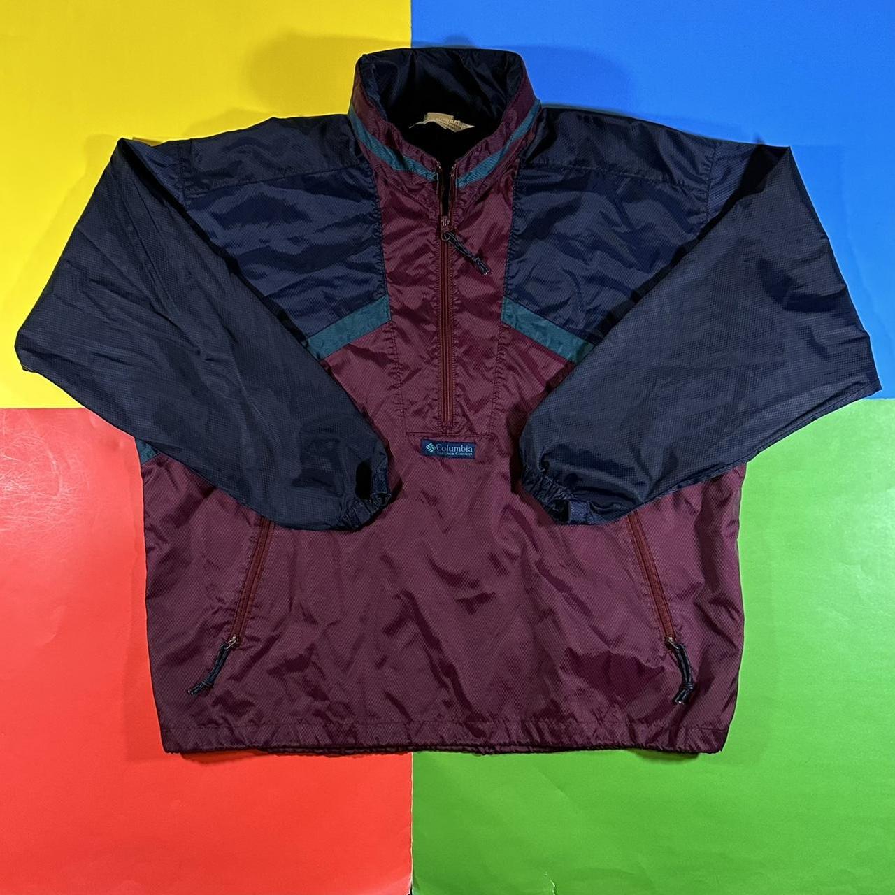Vintage Columbia jacket. 90's color block pullover... - Depop