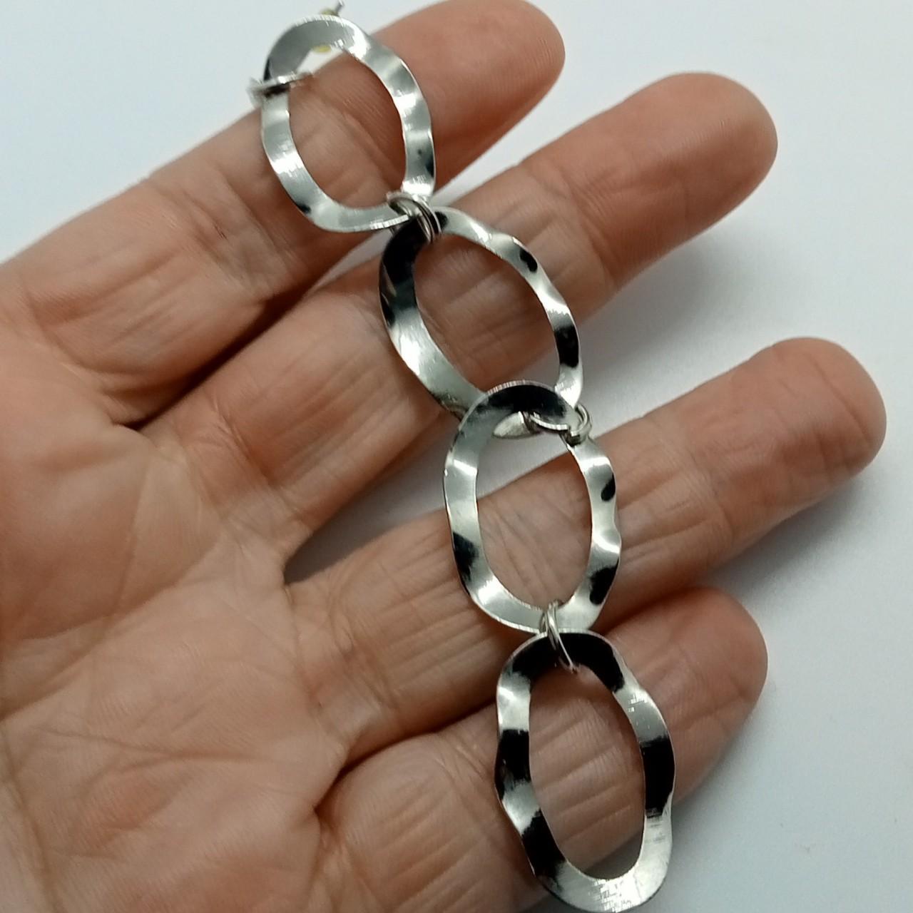 Silver tone lightweight big link chain statement... | Depop