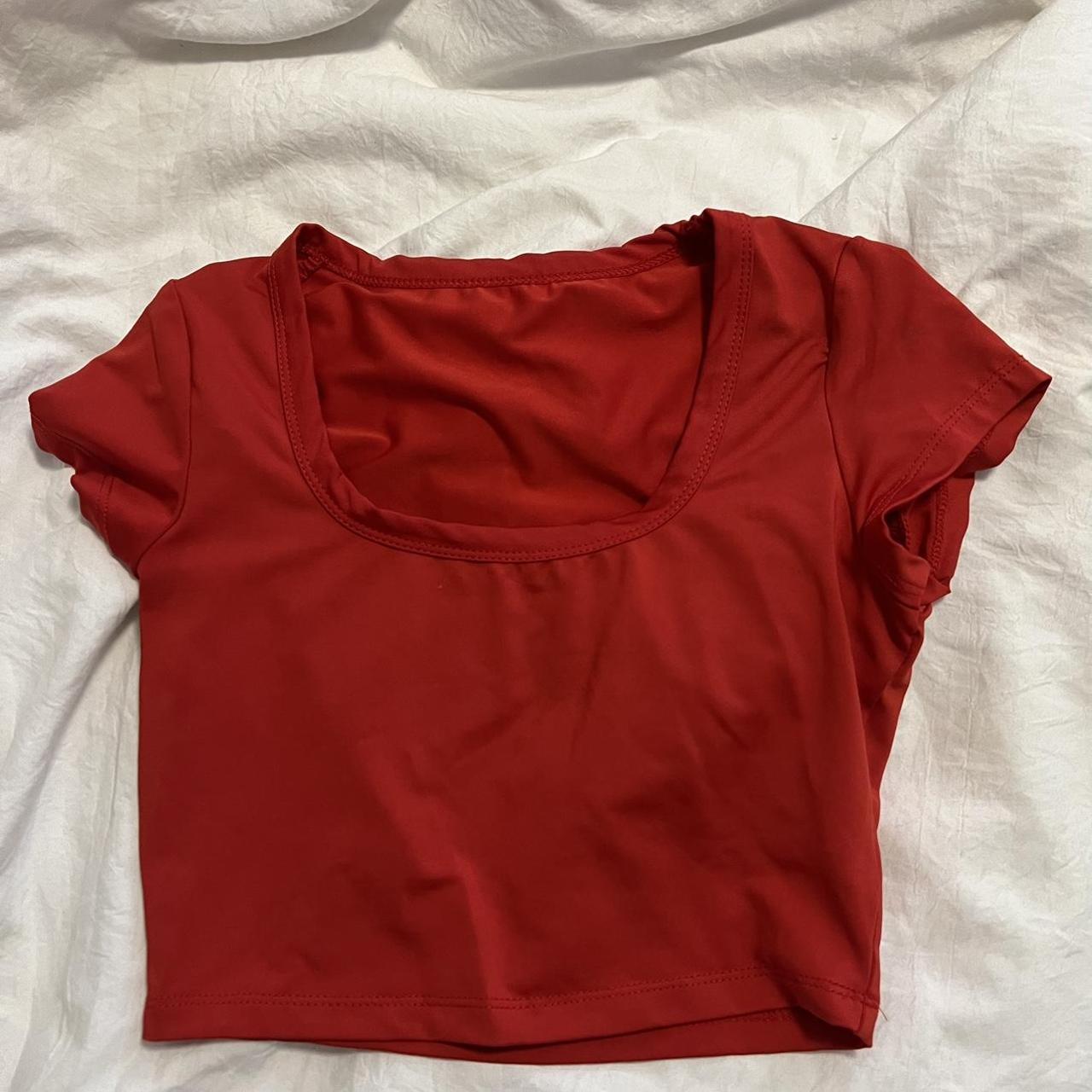 red cropped shirt ♥️ size- xs - Depop