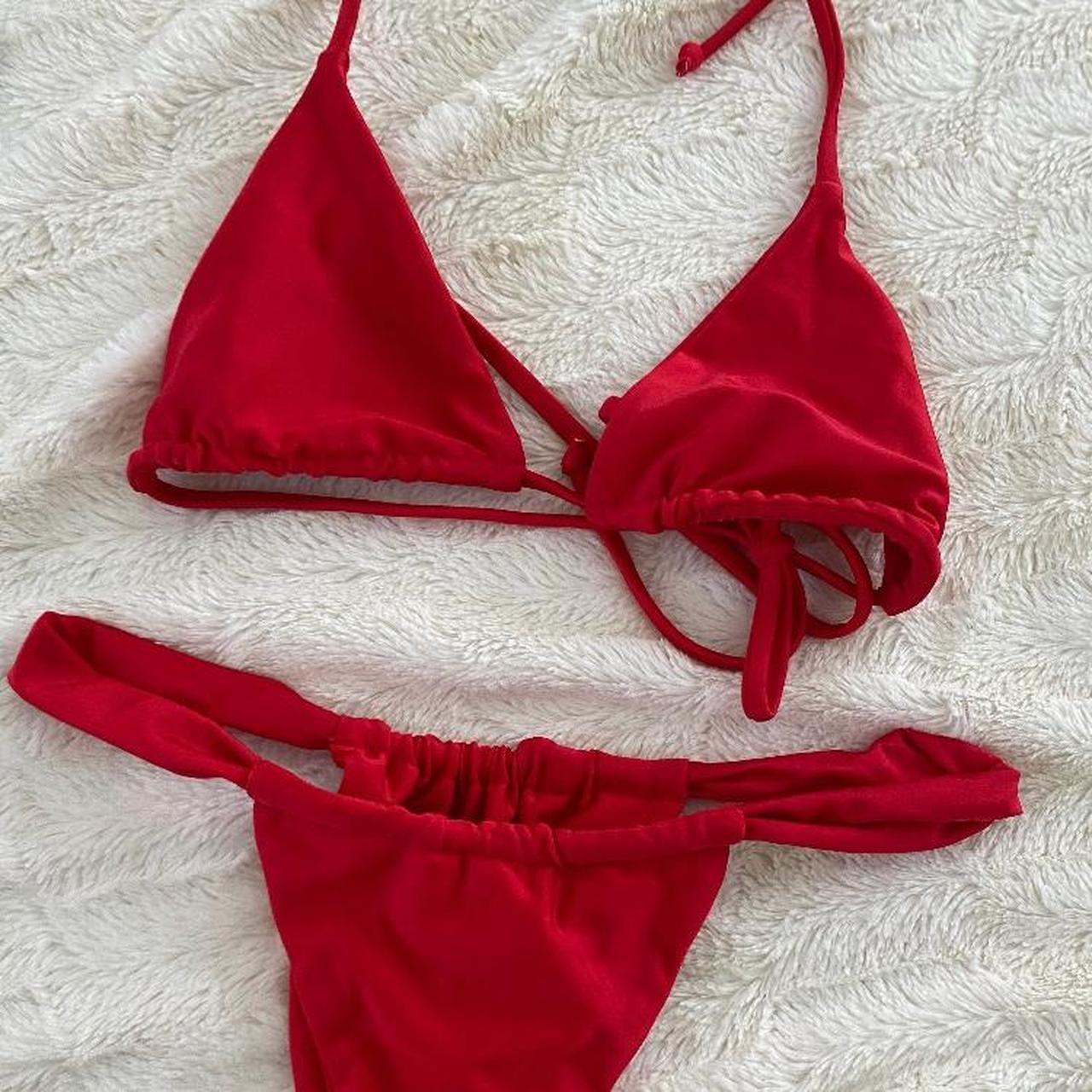 red dear frankie the label bikini set top size... - Depop