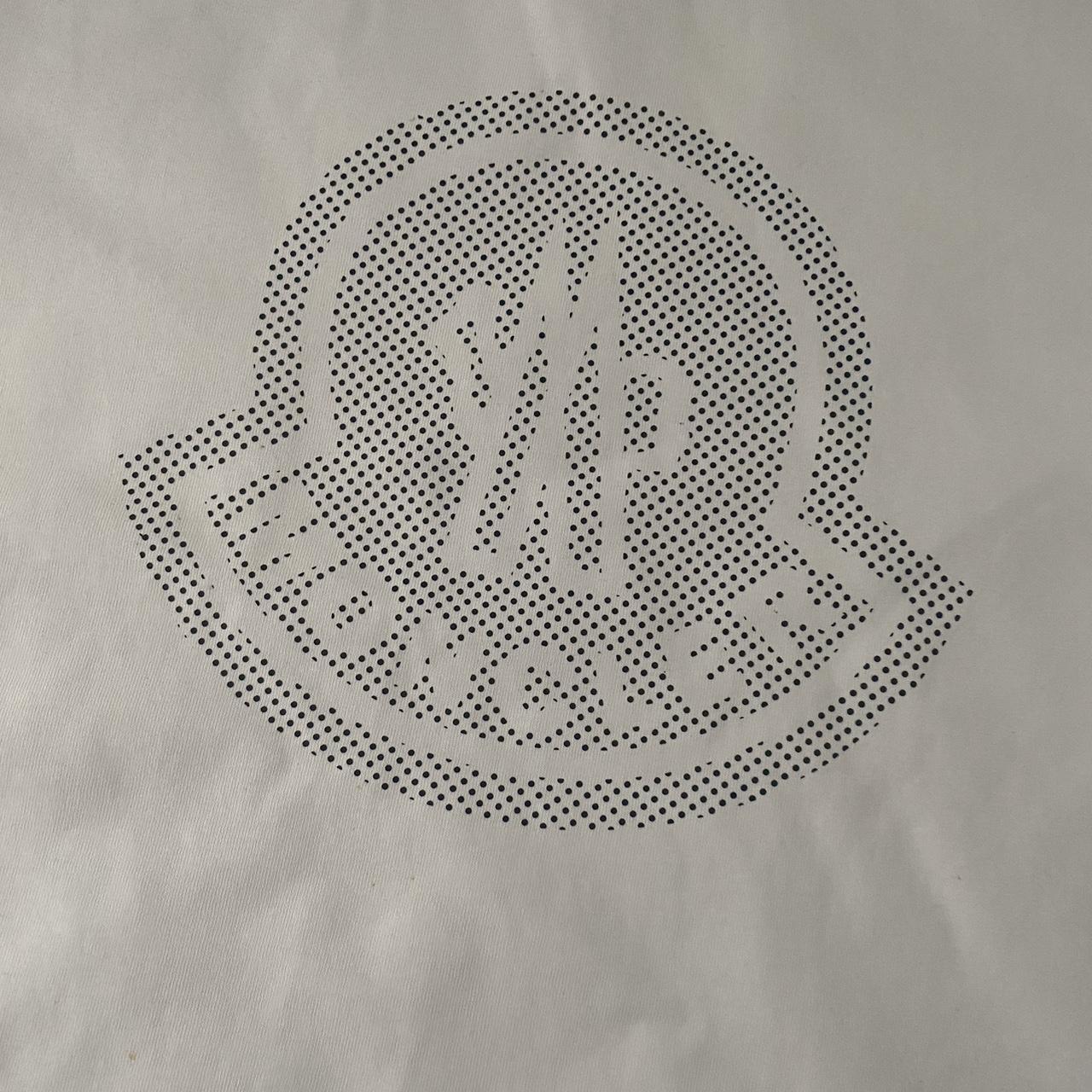 Moncler reflective logo white tshirt worn once... - Depop
