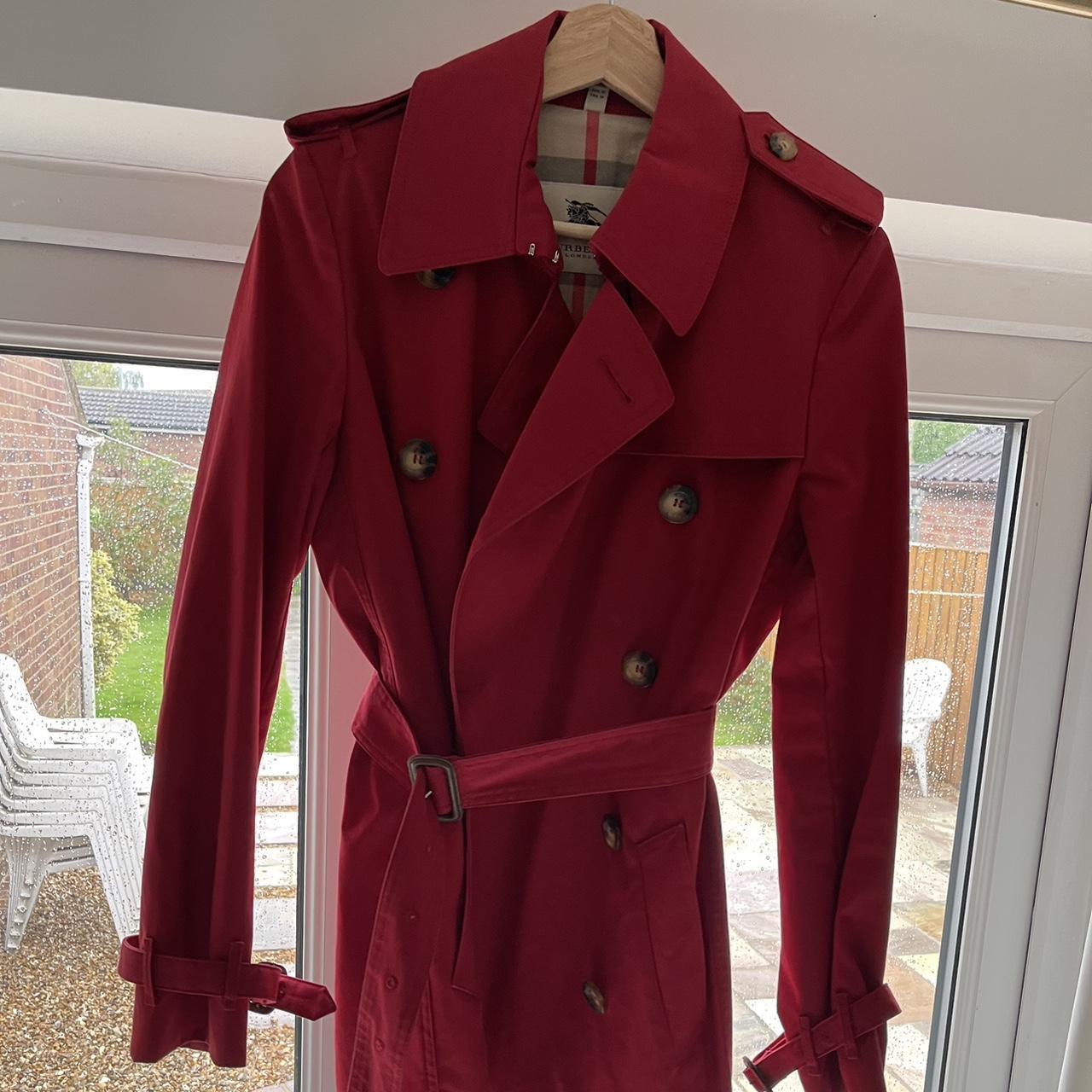 Red Burberry trench coat - Depop