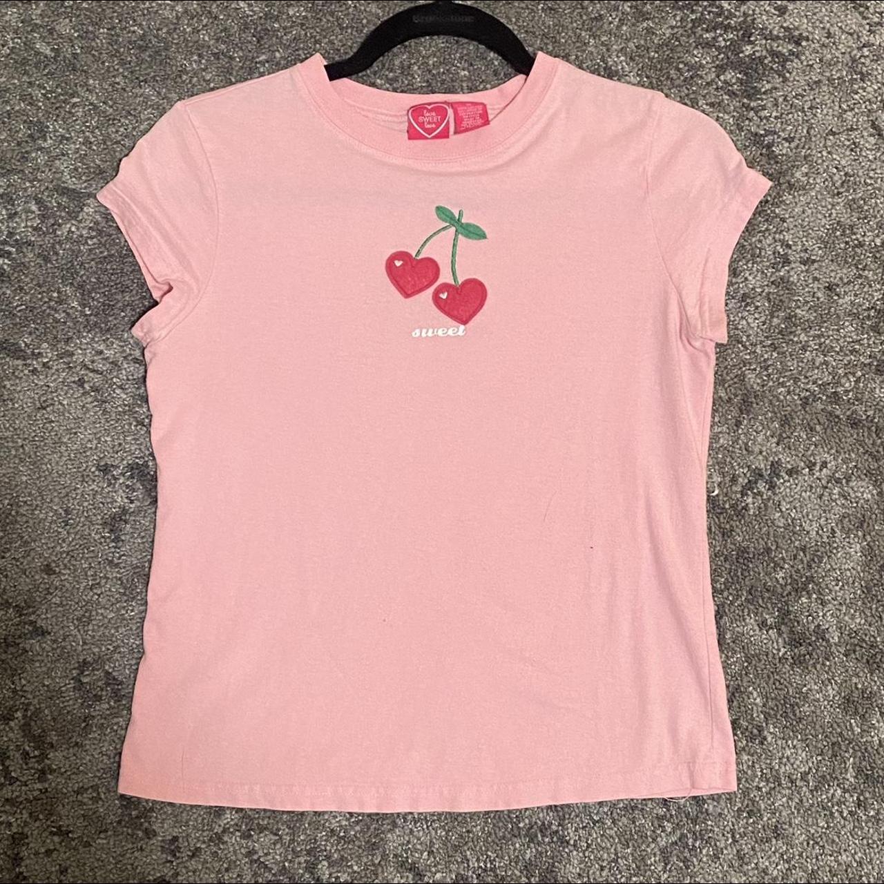 barbie pink with cherry detail baby top🍒 perfect for... - Depop