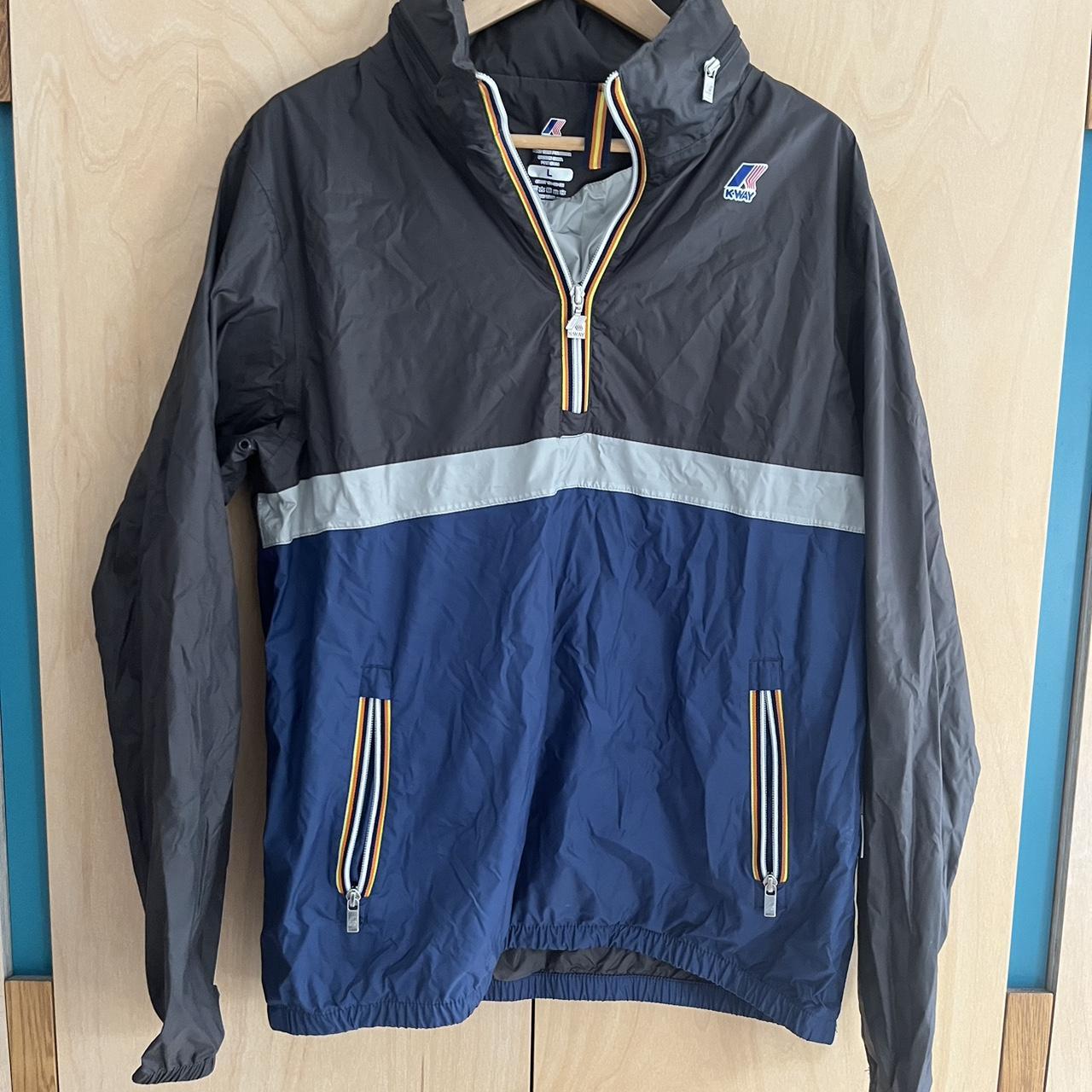 KWay smock pullover jacket, lined so a bit warmer... - Depop