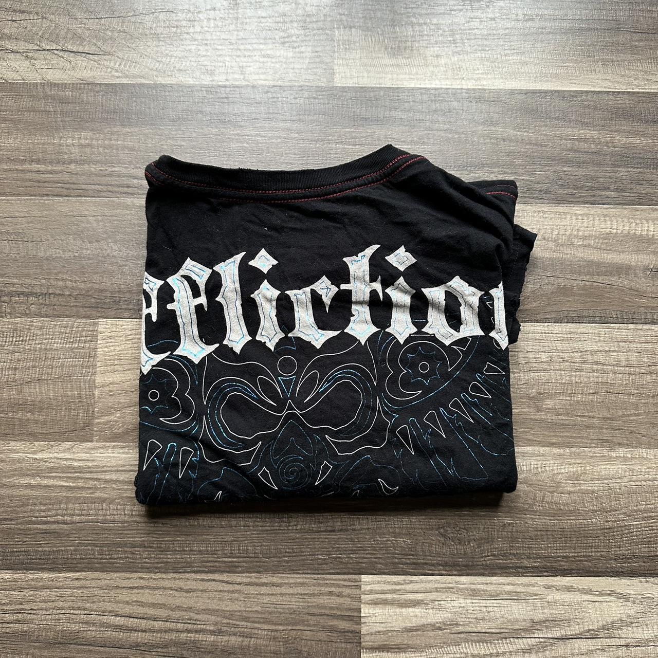 Affliction skeleton Indian tee With red stitching... - Depop