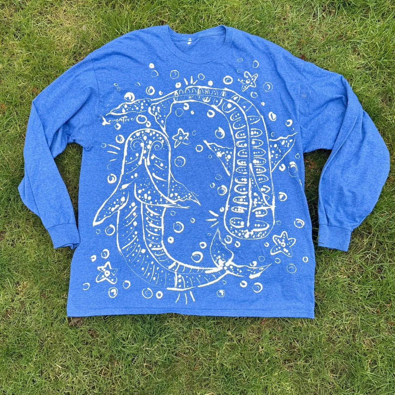 bleach painted whale shark longsleeve 🦈🫧 🍋 hand... | Depop