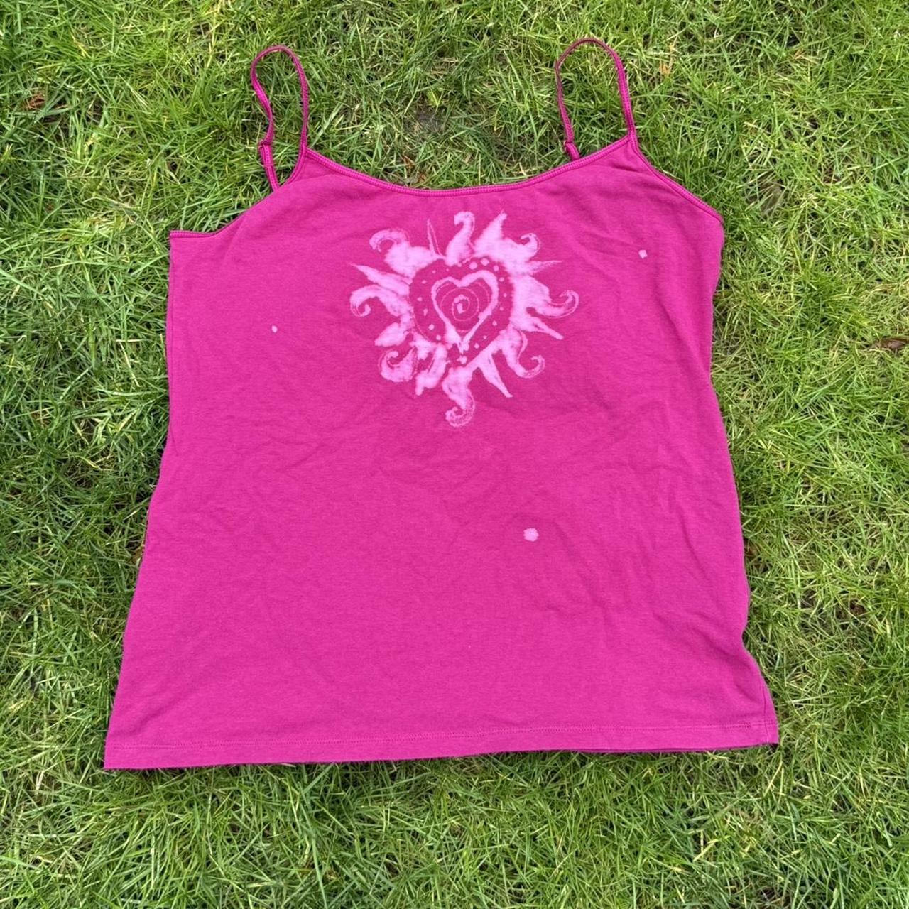 bleach painted heart tank w/ tramp stamp 💘 🍋 hand... | Depop
