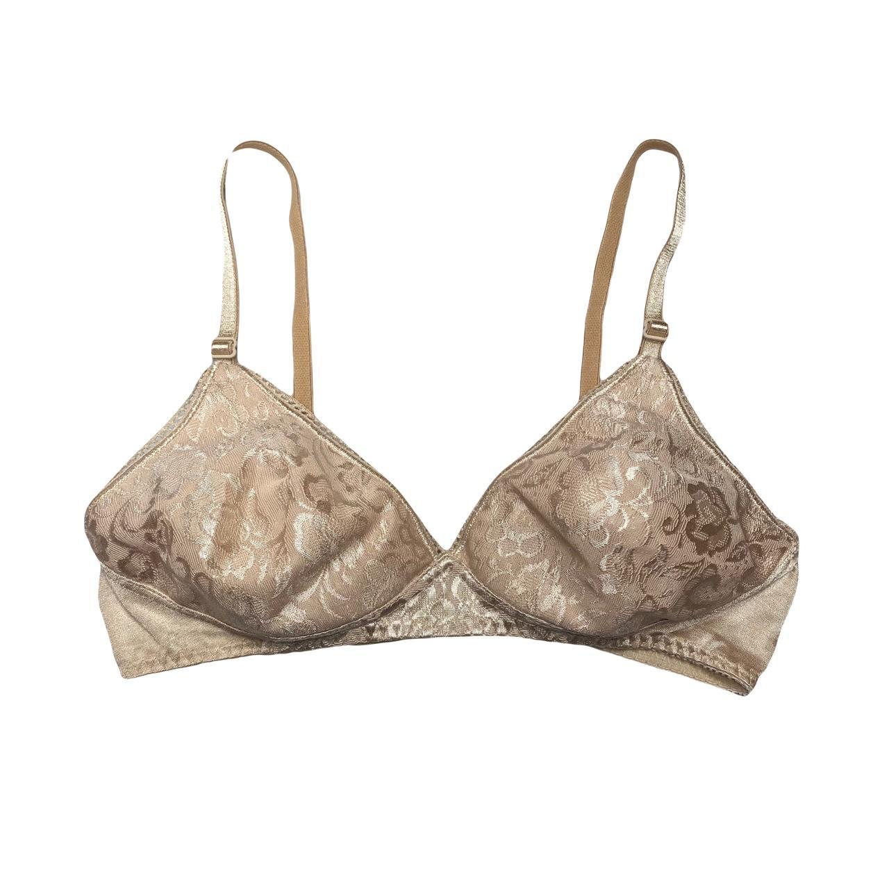 Playtex Women's Cream and Tan Bra | Depop