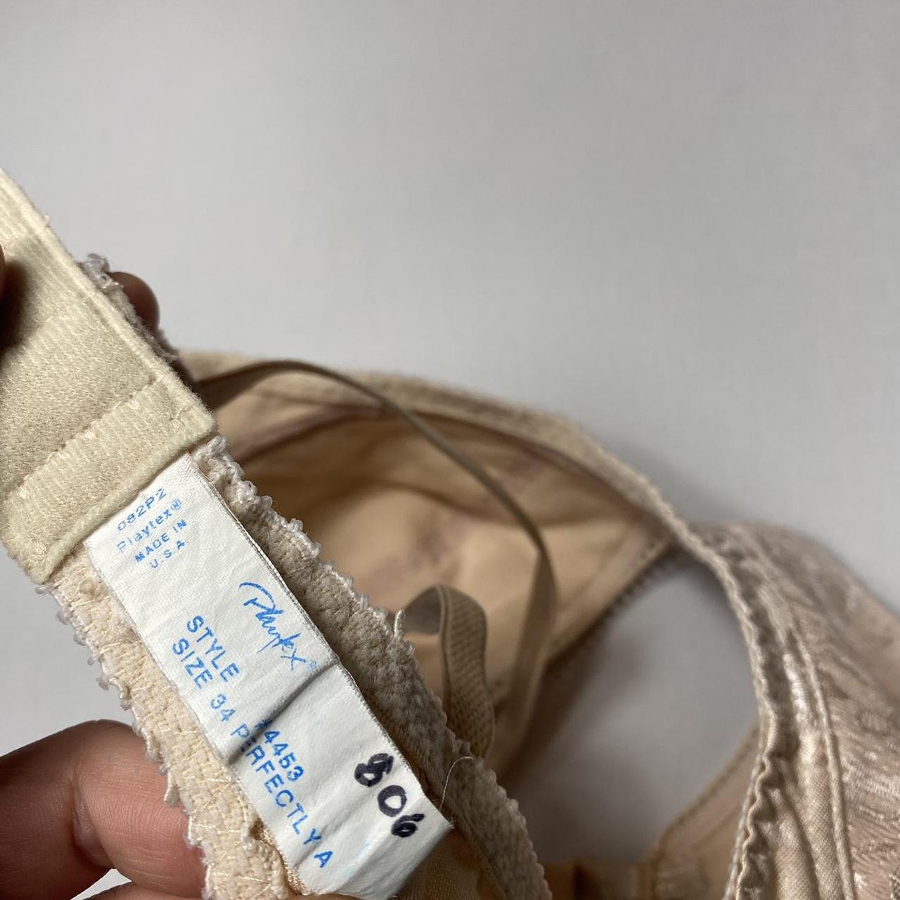 Playtex Women's Cream and Tan Bra | Depop