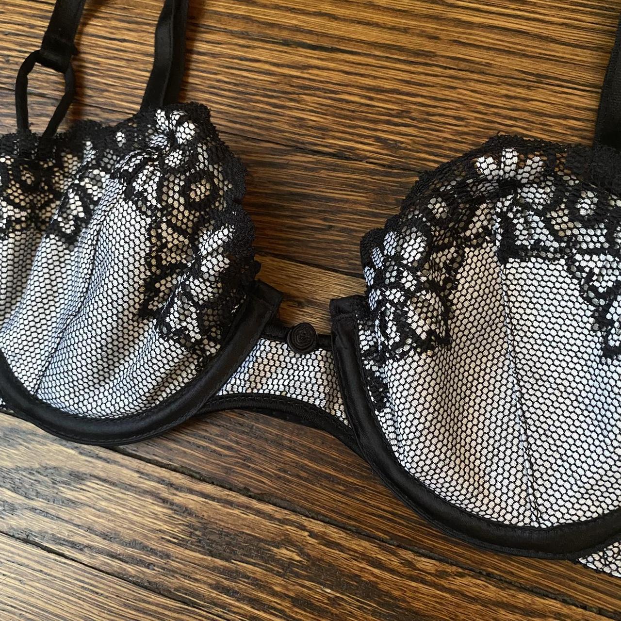 B&W lace demi bra Brand : Wonderbra size:... - Depop