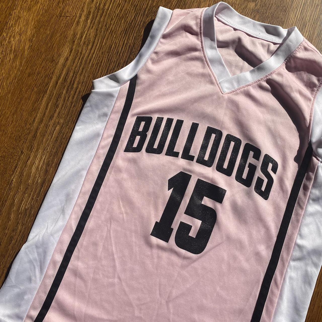 bulldogs pink & white sports jersey size : xs &... - Depop