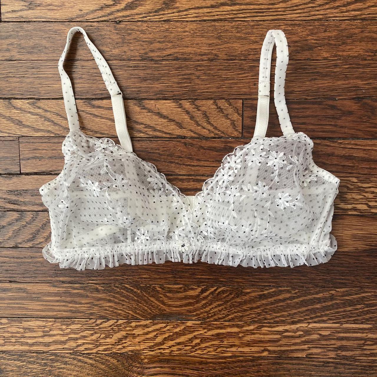 polka dot coquette mesh bralette brand -... - Depop