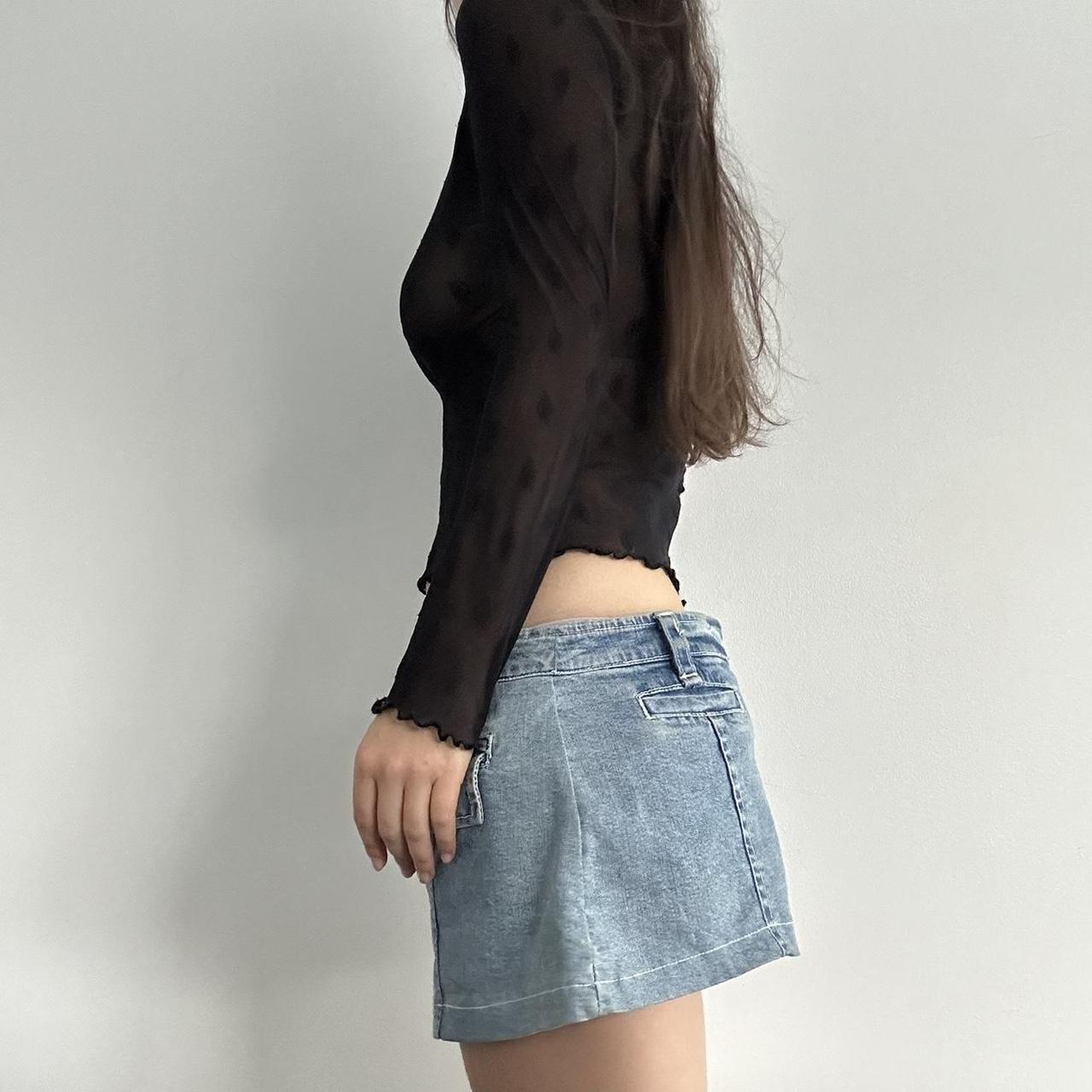 Black vintage semi sheer micro mesh long sleeve... | Depop