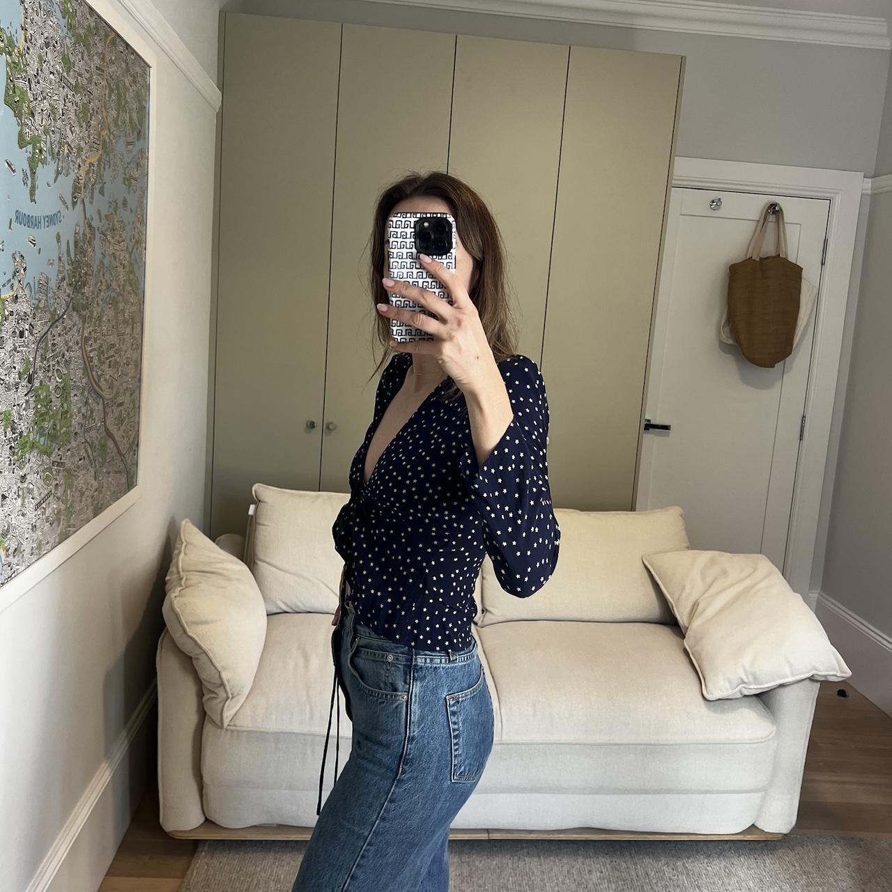 Realisation star Bianca top on navy star print.... - Depop