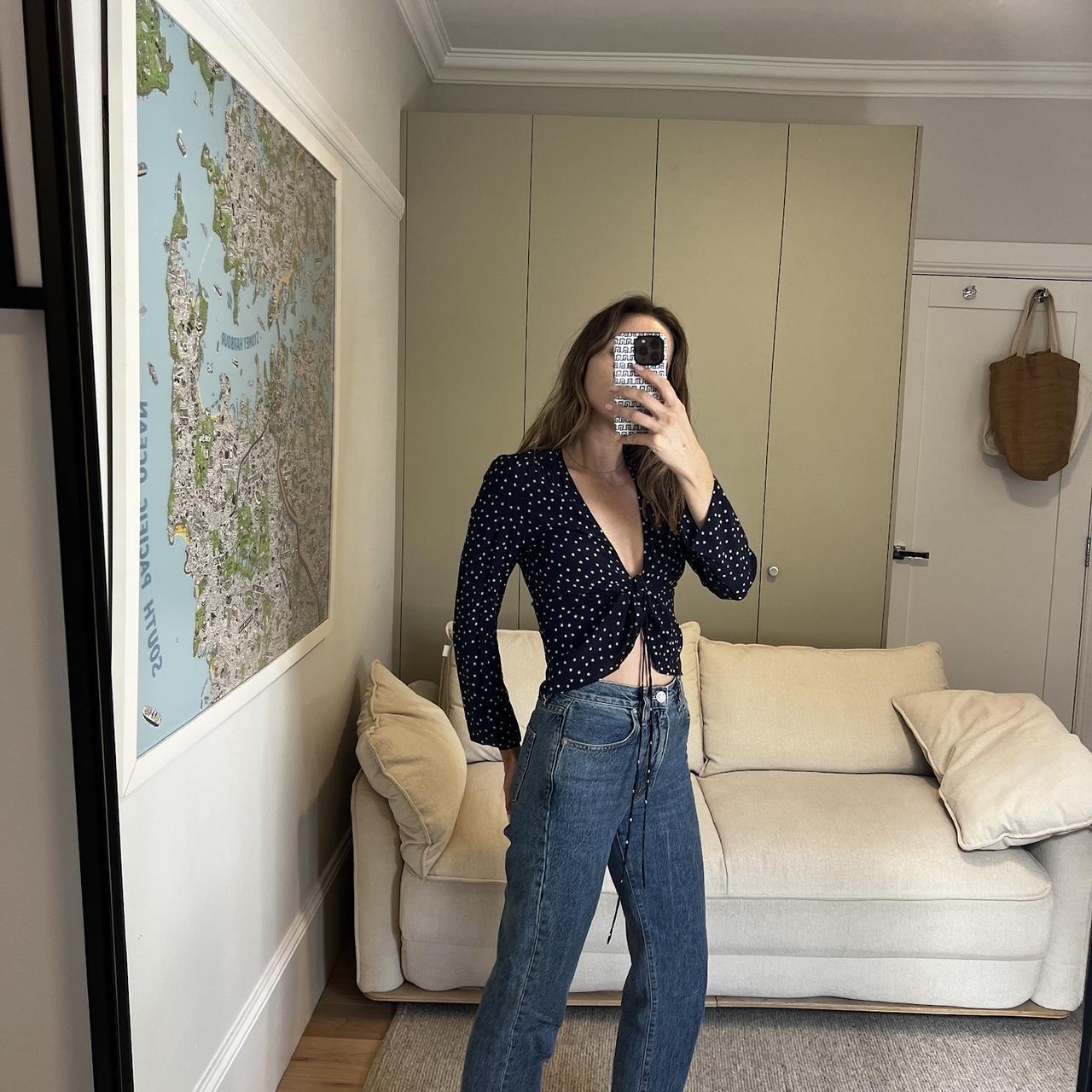 Realisation star Bianca top on navy star print.... - Depop