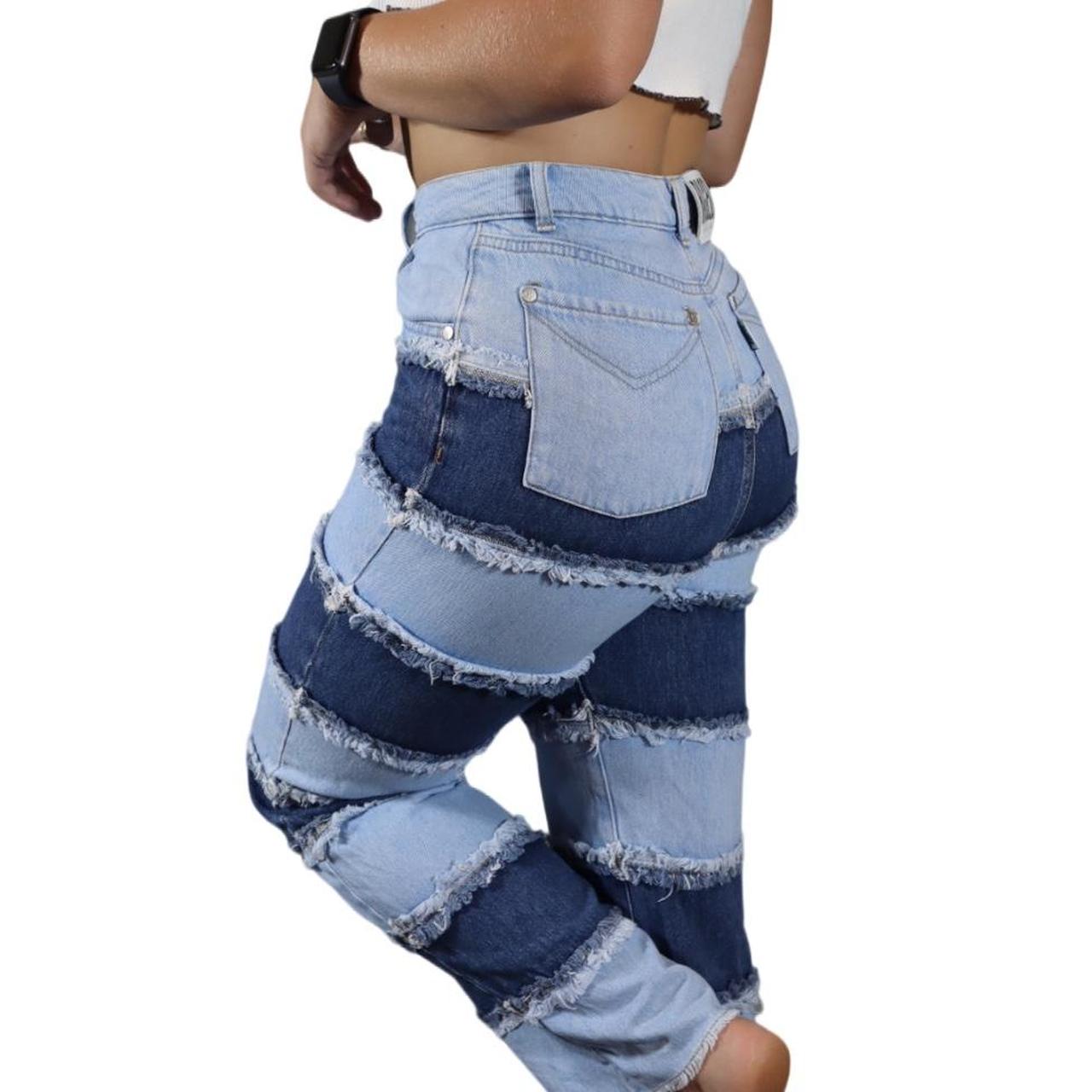 Ragged size 26 patchwork jeans! Only worn twice,... - Depop