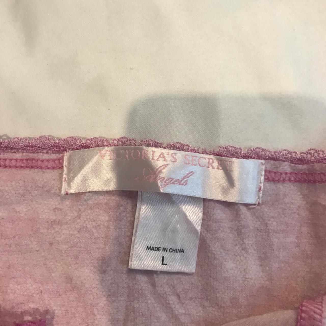 Vintage Victoria's Secret angels top with pink lace... - Depop