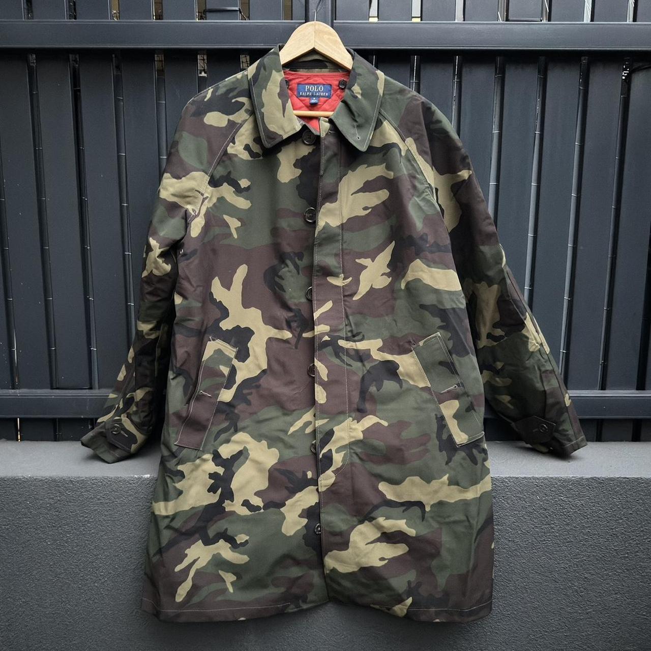 Ralph Lauren Polo overcoat in a muted, green-toned... - Depop