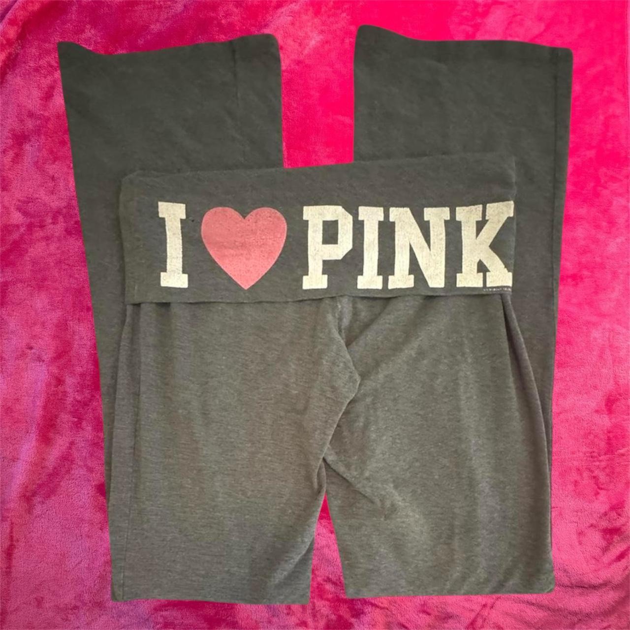 Victorias Secret PINK Fold Over Leggings Grey VS... | Depop