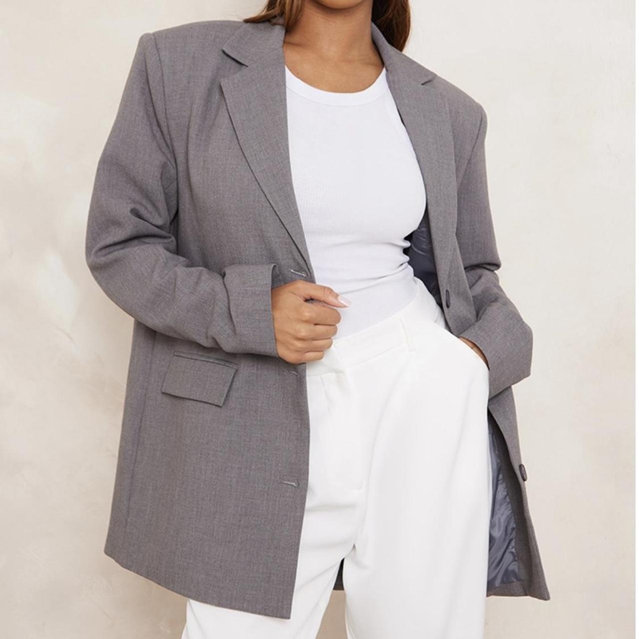 PLT GREY OVERSIZED BLAZER size 8 oversized fit... - Depop