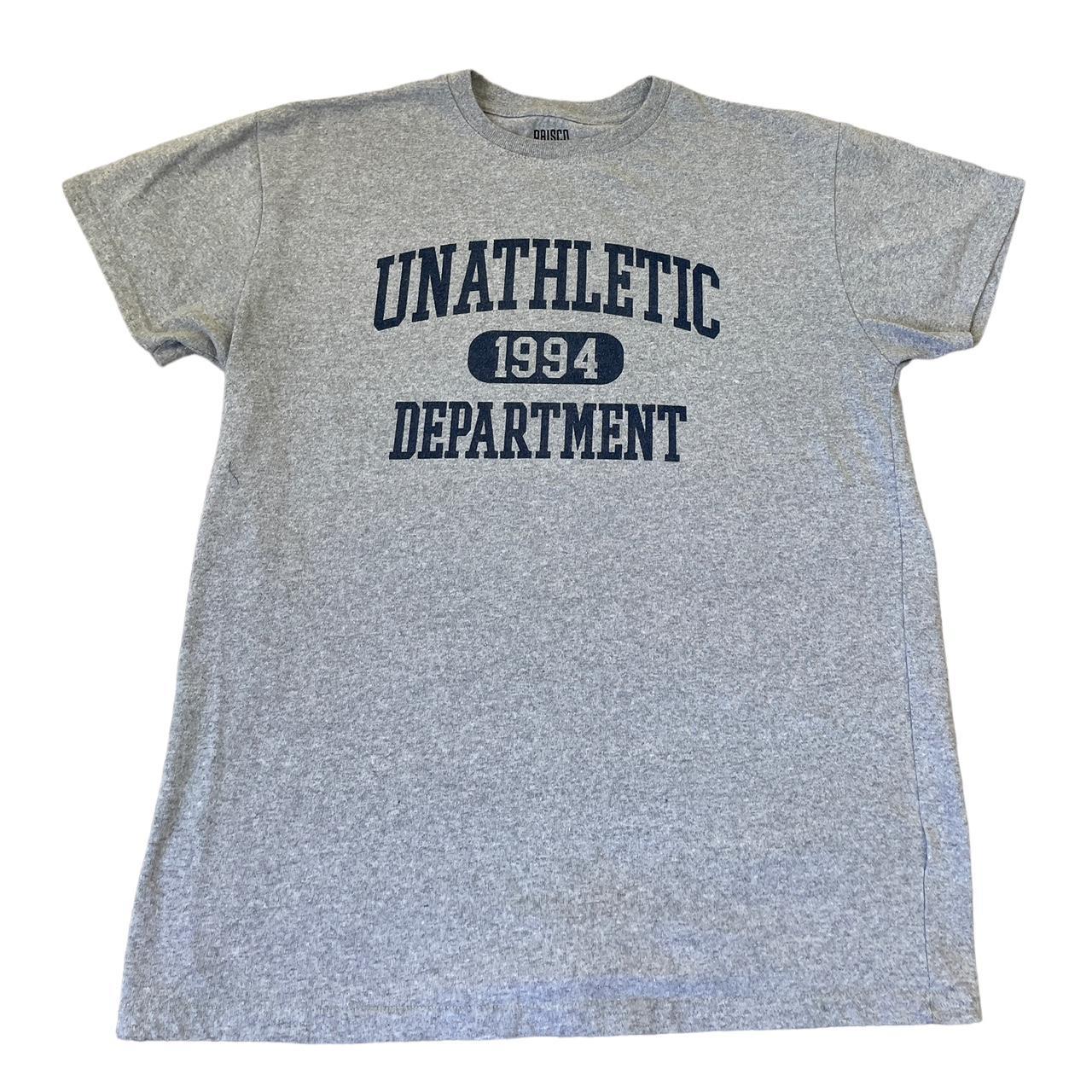 Unathletic Department Gray Spellout Funny T Shirt Sz... - Depop