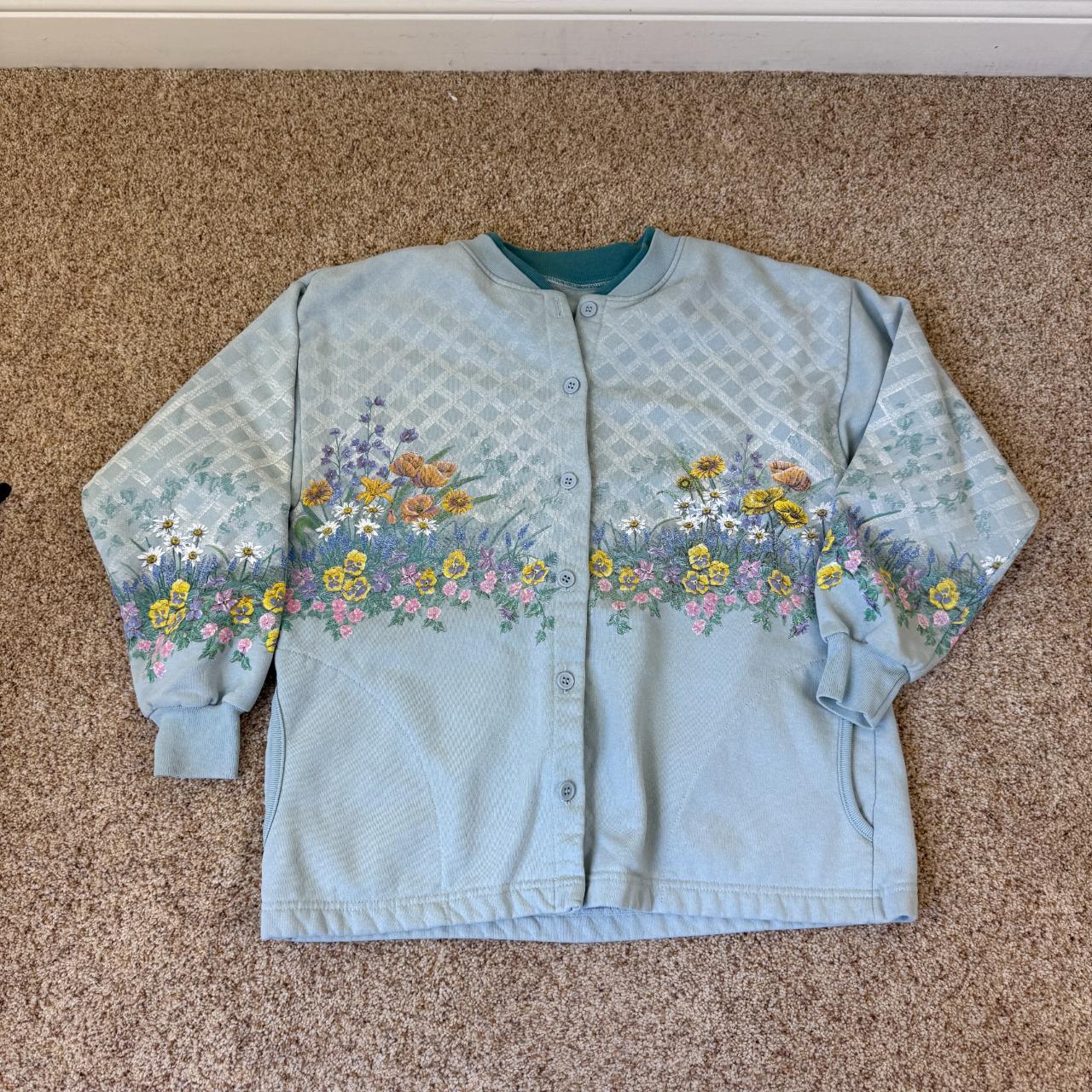 Vintage 1990s Grandma Garden Cottage Core Cardigan... | Depop