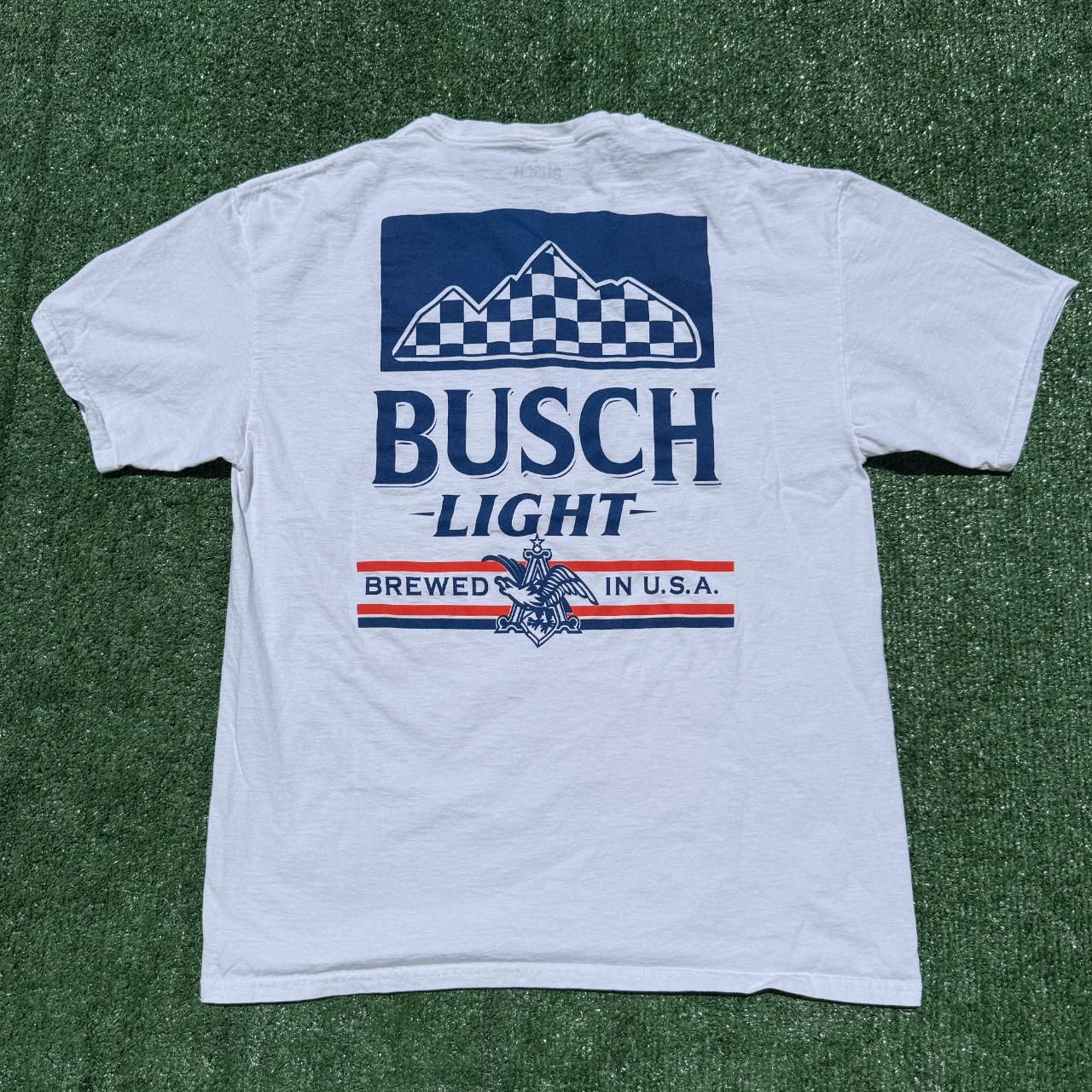 Busch Light Beer Logo T-Shirt Mountains White... | Depop