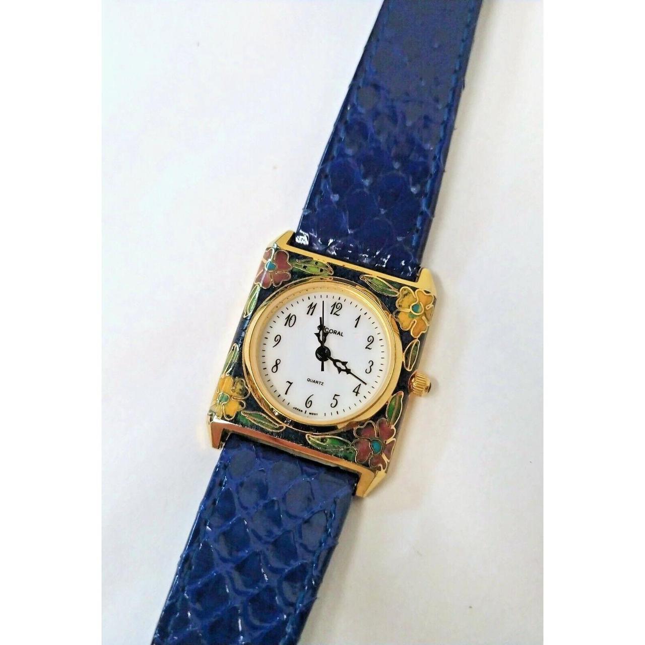 Lucoral Cloisonne Watch Patent Blue Leather... - Depop